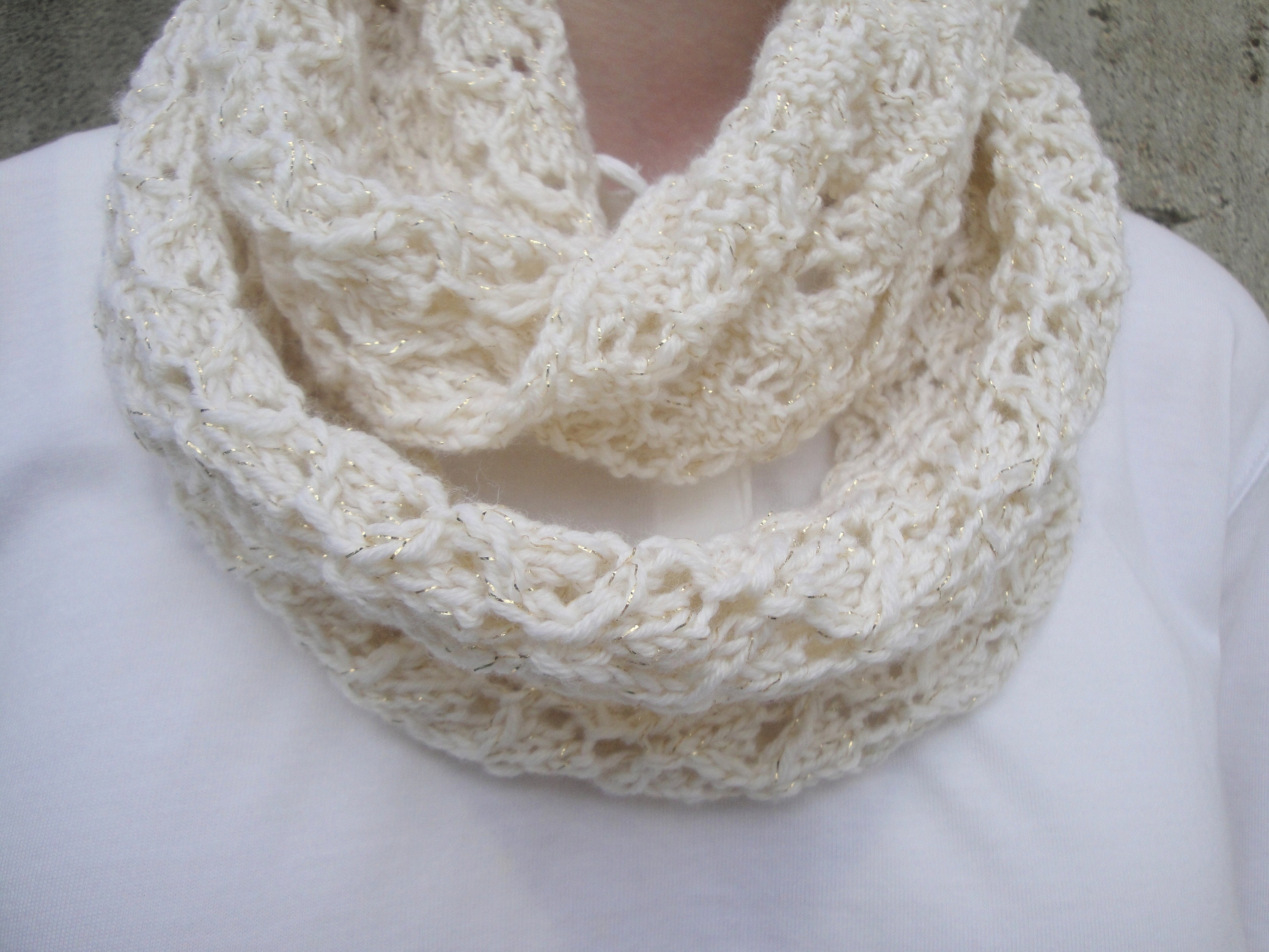 Diamond Lace Infinity Scarf Knitting Pattern Lattice Lace DK | Etsy