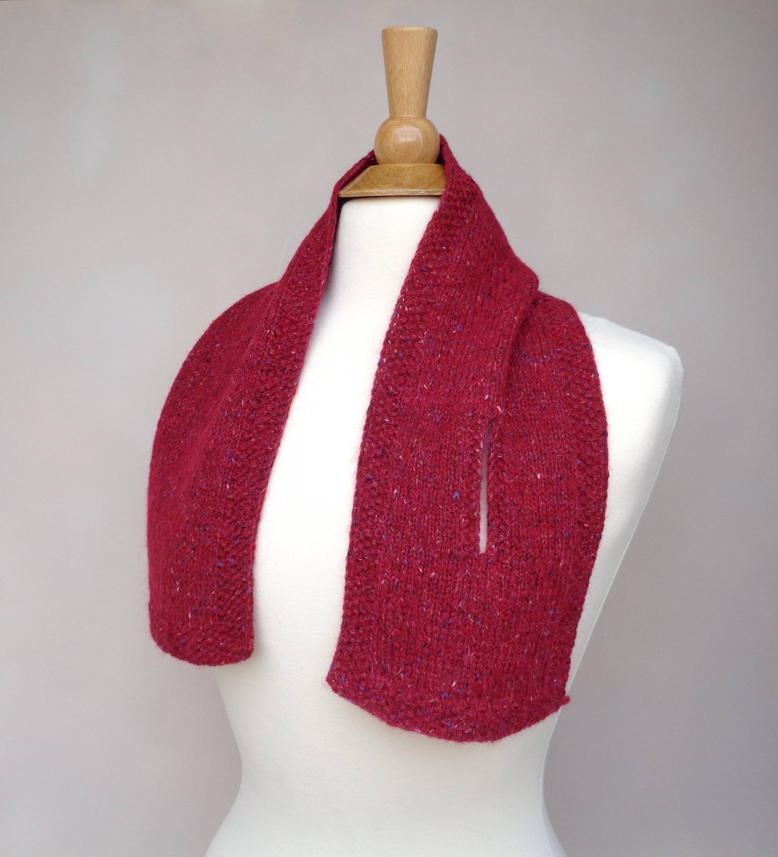 Keyhole Scarf Knitting Pattern Stockinette With Seed Stitch - Etsy