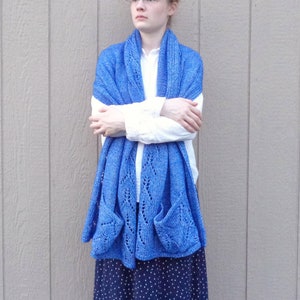 Wrap With Pockets Knitting Pattern, Leaf Lace Design, Reader Wrap, Hand ...