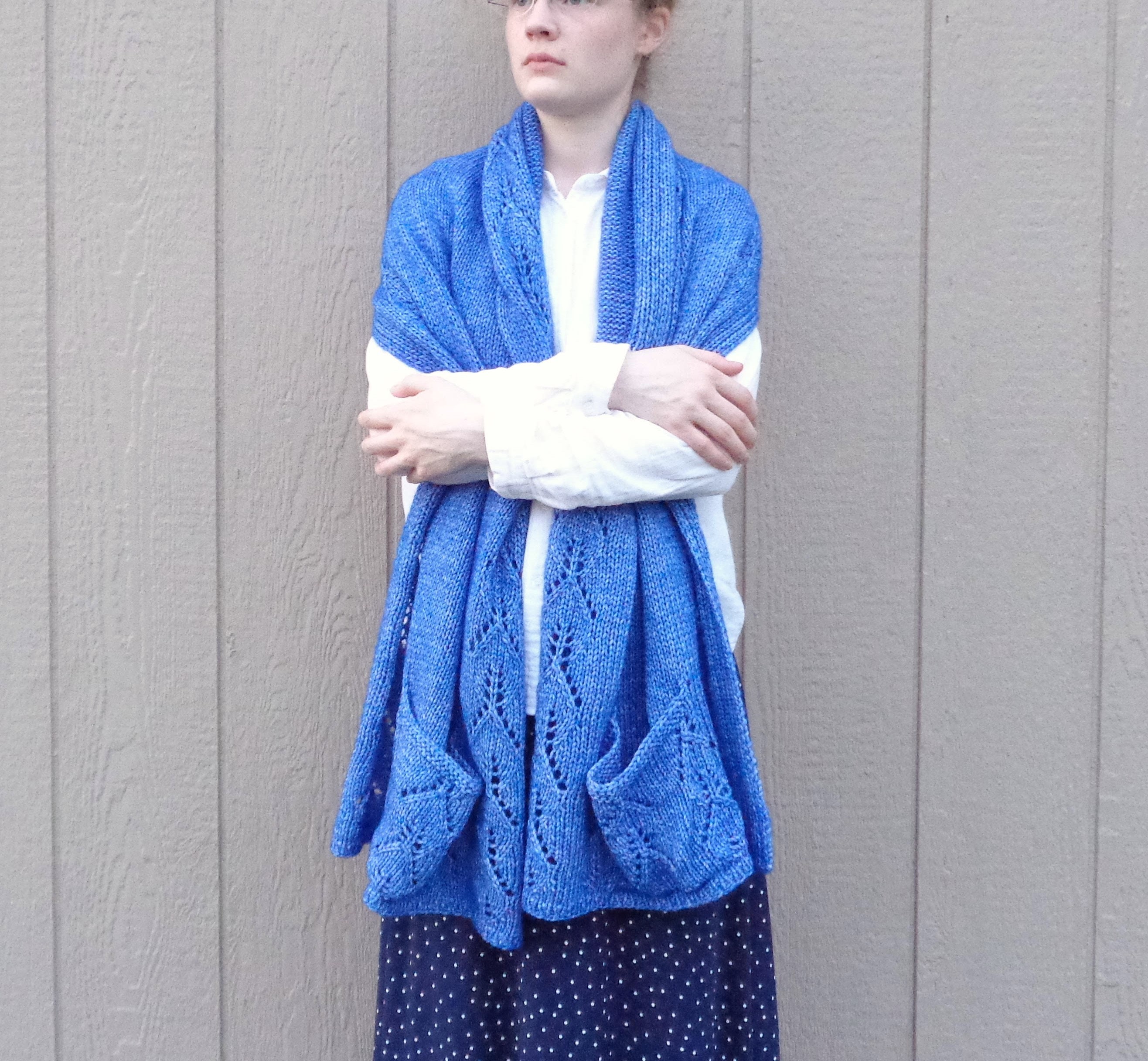 Wrap With Pockets Knitting Pattern Leaf Lace Design Reader - Etsy