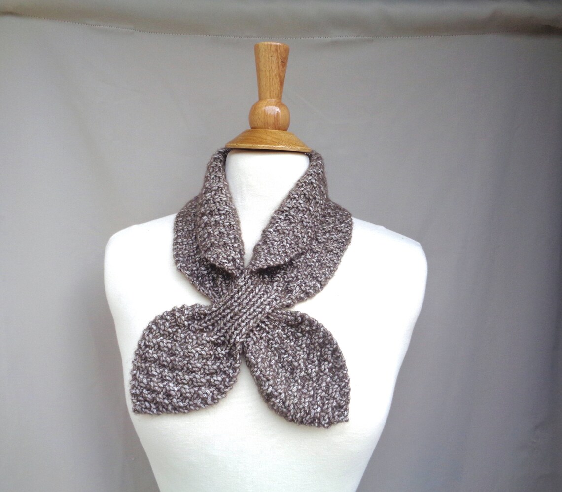 Box Stitch Ascot Scarf Knitting Pattern, Easy Neck Warmer Bow Scarf ...