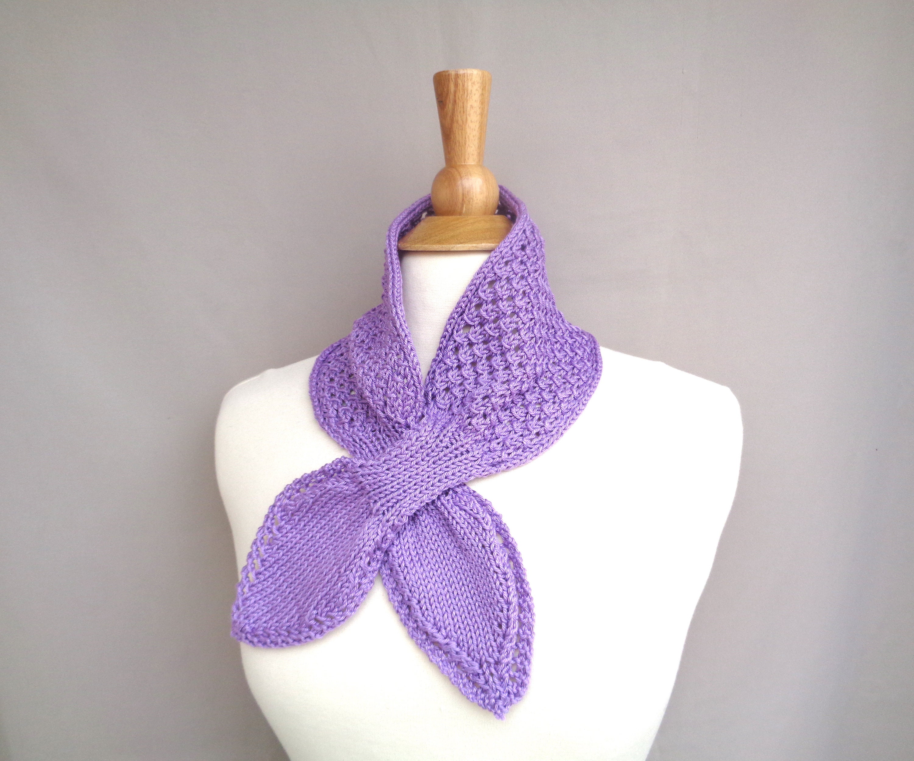 Knot Lace Ascot Scarf Knitting Pattern, Neck Warmer With Bow Leaf Ends ...