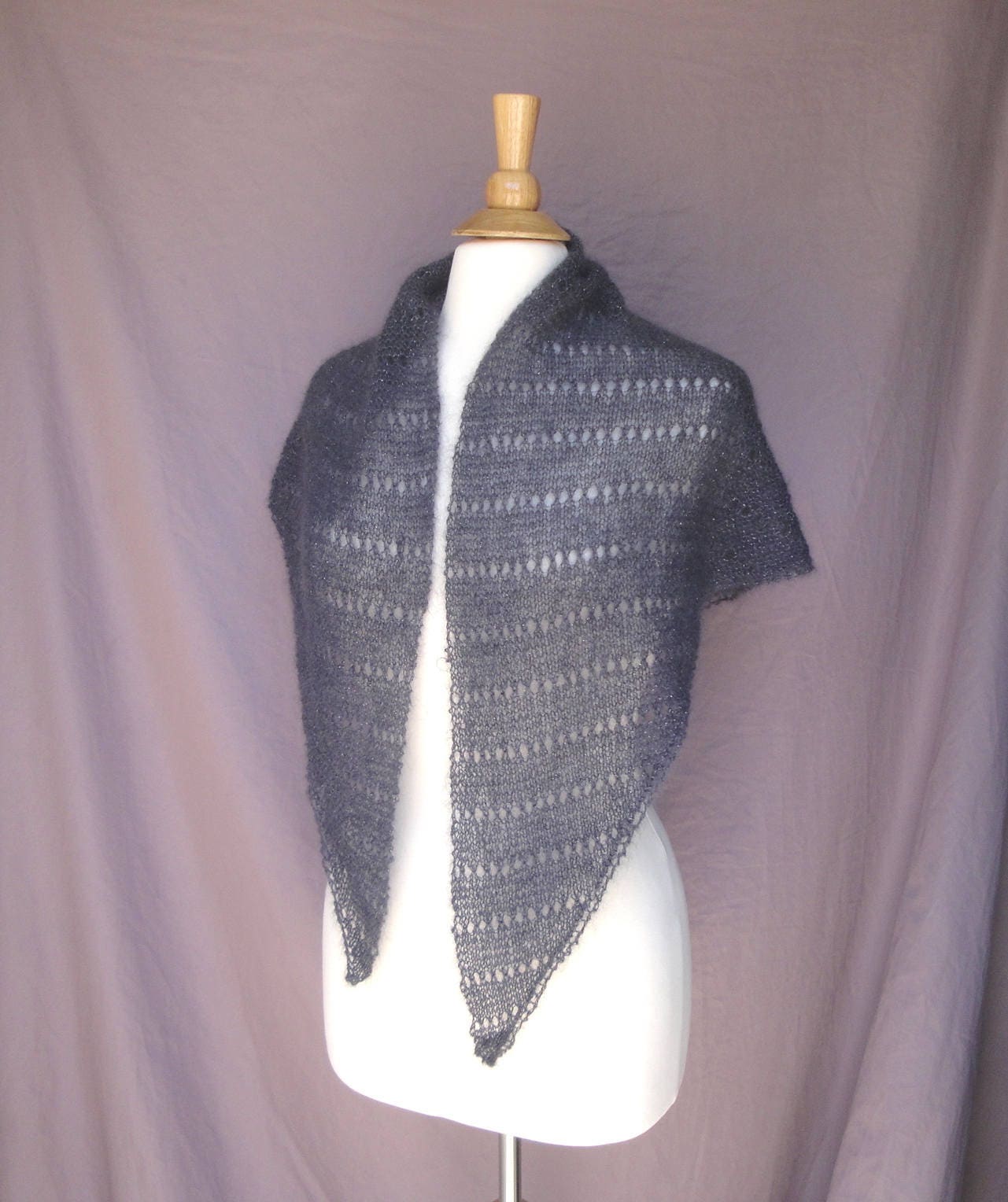 Easy Lace Shawl Knitting Pattern Eyelet Rows Garter Stitch | Etsy