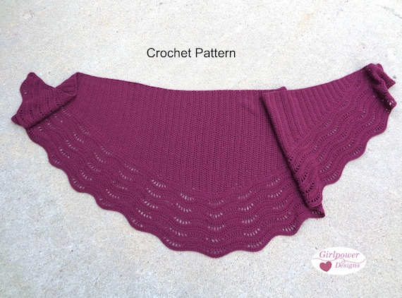 Half Circle Shawl Crochet Pattern With Scallop Lace Border - Etsy