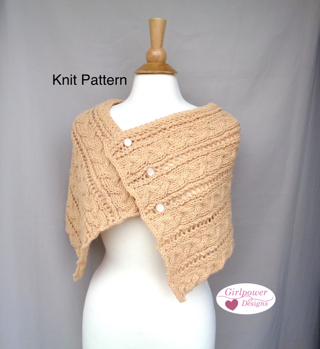 Shoulder Wrap With Cables Knitting Pattern, Asymmetrical Wrap, Large ...