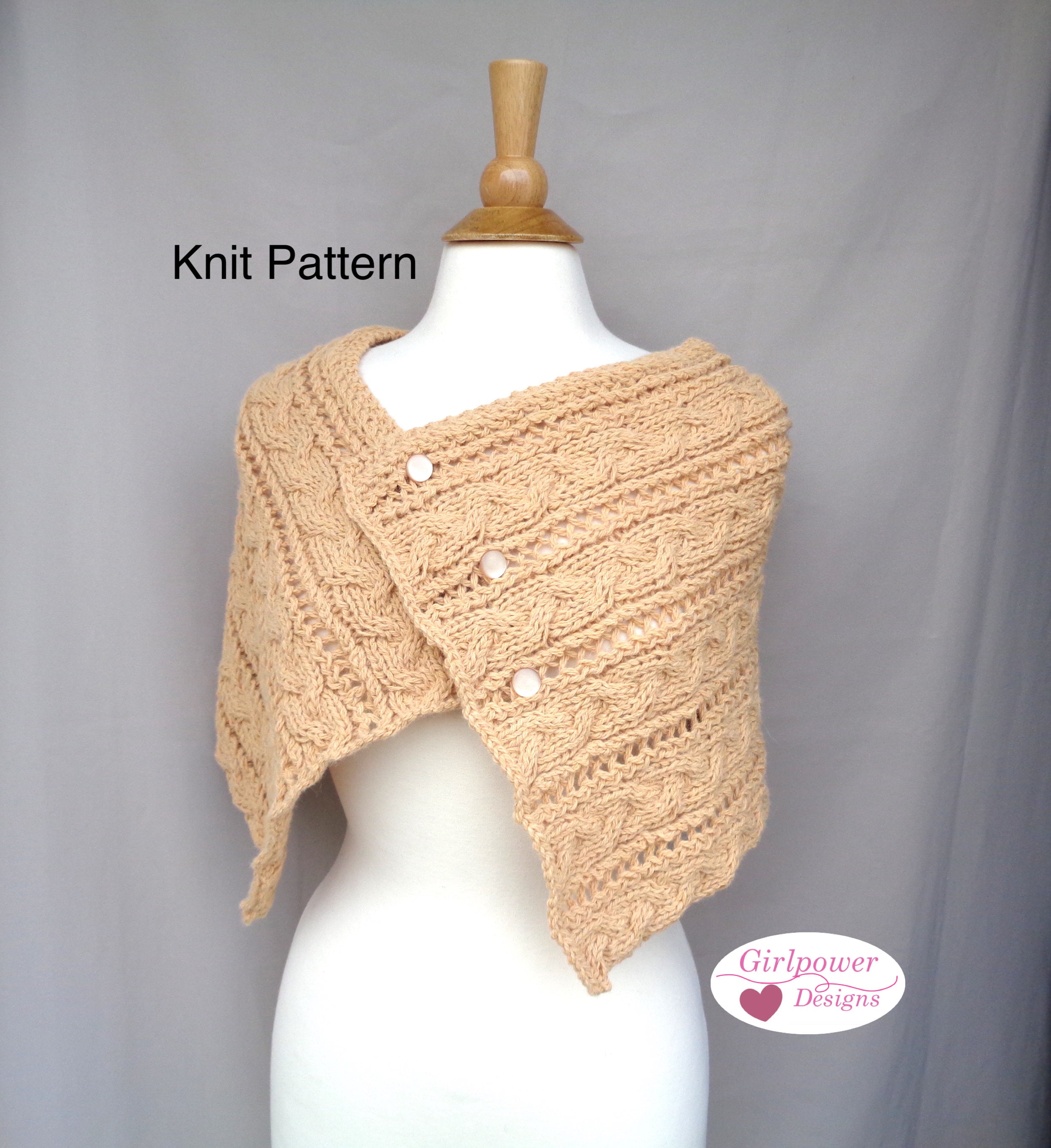 Shoulder Wrap with Cables Knitting Pattern Asymmetrical Wrap | Etsy