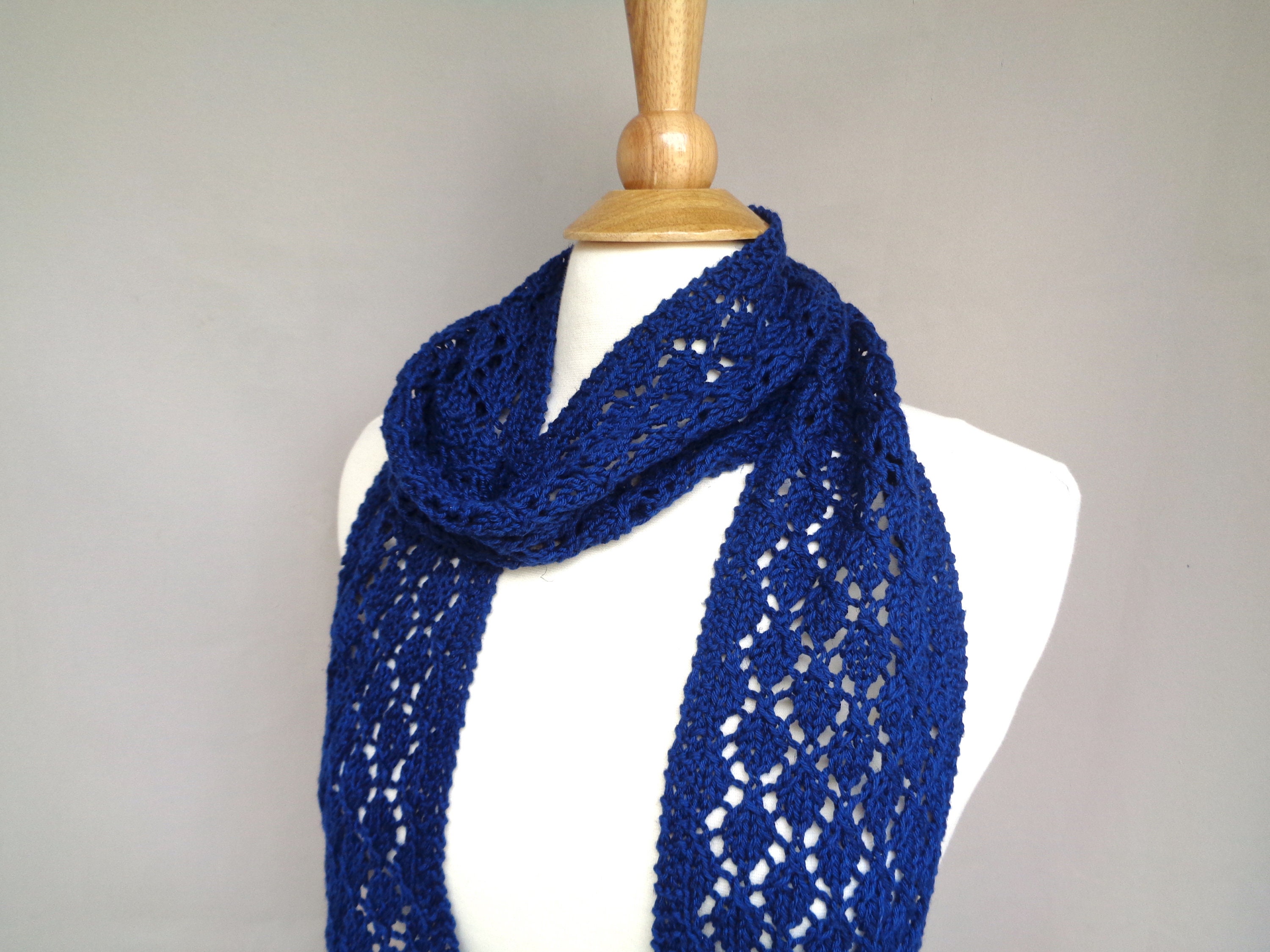 Diamond Lace Scarf Knitting Pattern, Easy Knit Lacy Design, DK Yarn ...