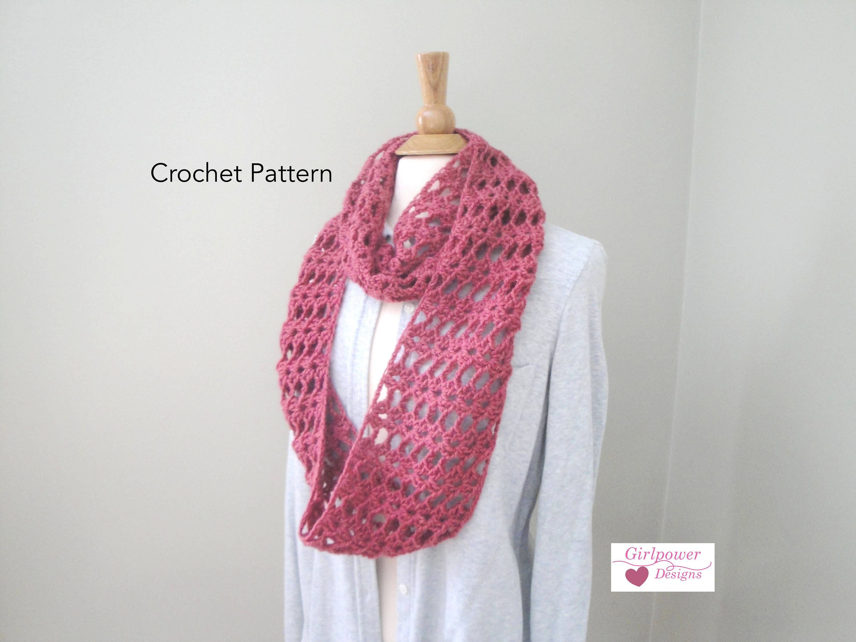 Open Lace Cowl Scarf Crochet Pattern, Infinity Scarf Pattern, Quick ...