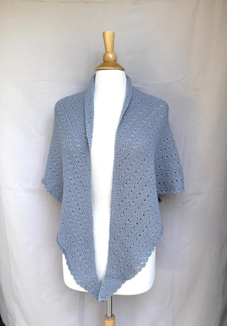 Knitting Pattern, Garter Stitch Shawl With Eyelet Holes and Scallop ...