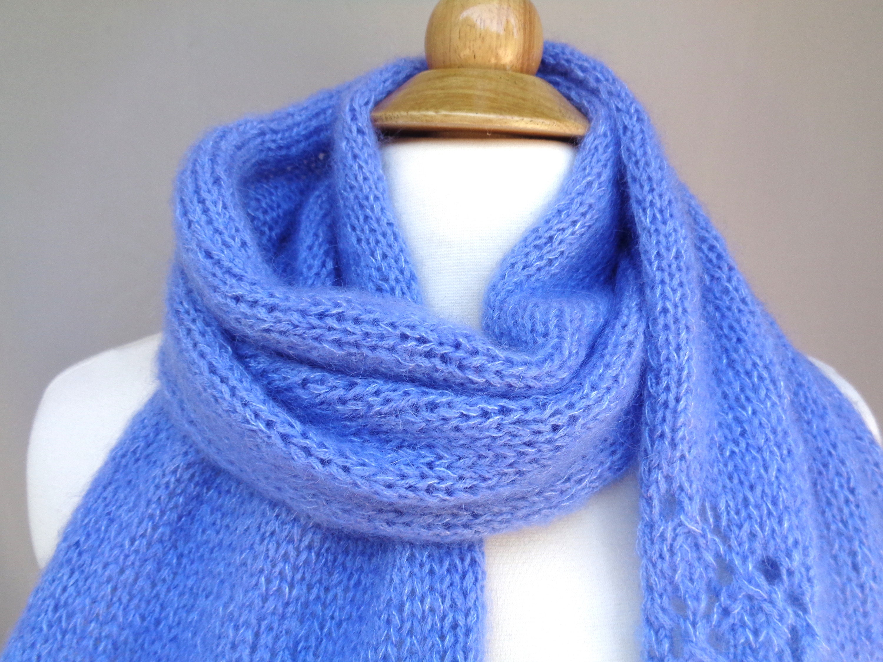 Scarf With Diagonal Lace Knitting Pattern Mohair Lace Yarn - Etsy