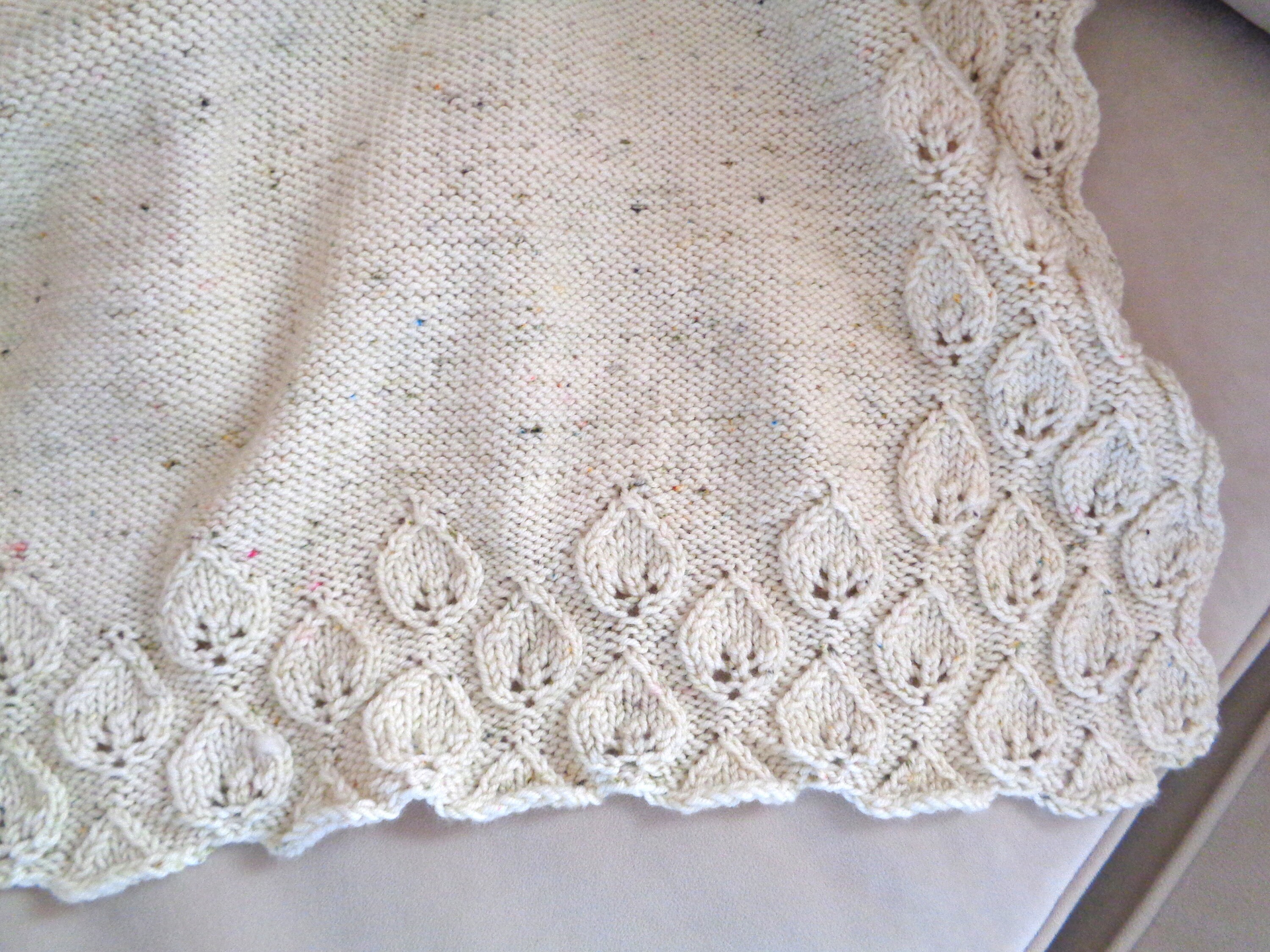 Leaf Border Baby Blanket Knitting Pattern Worsted Aran Yarn | Etsy