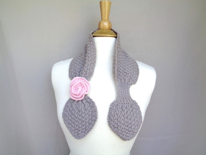 Rose Ascot Scarf Knitting Pattern, Neck Warmer With Flower Accent ...