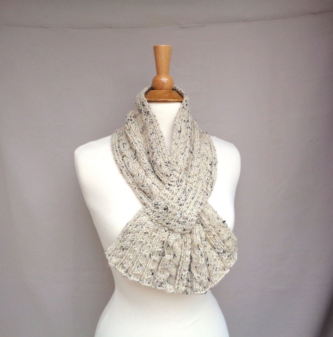 Keyhole Scarf With Cable Stitch, Knitting Pattern, Pull Through Neck ...
