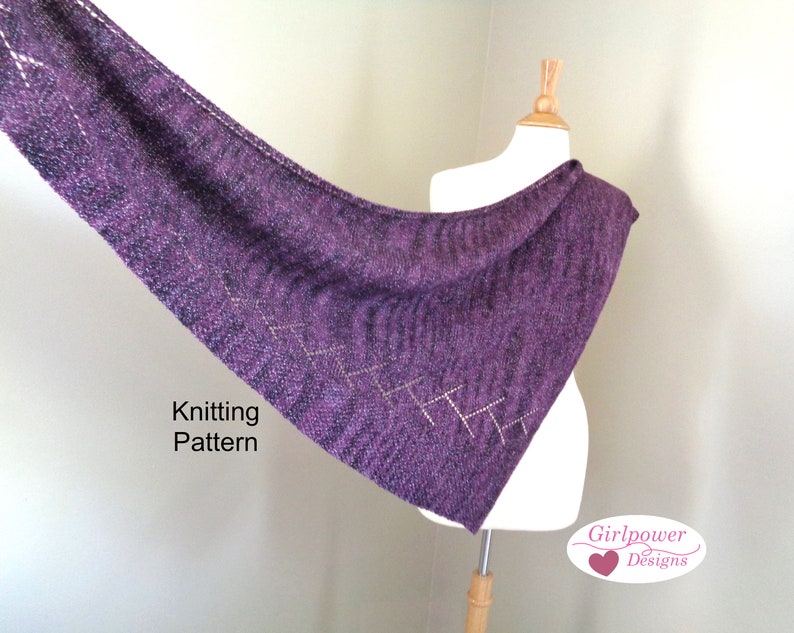 Asymmetrical Shawl Knitting Pattern, Side to Side, Linear Lace ...