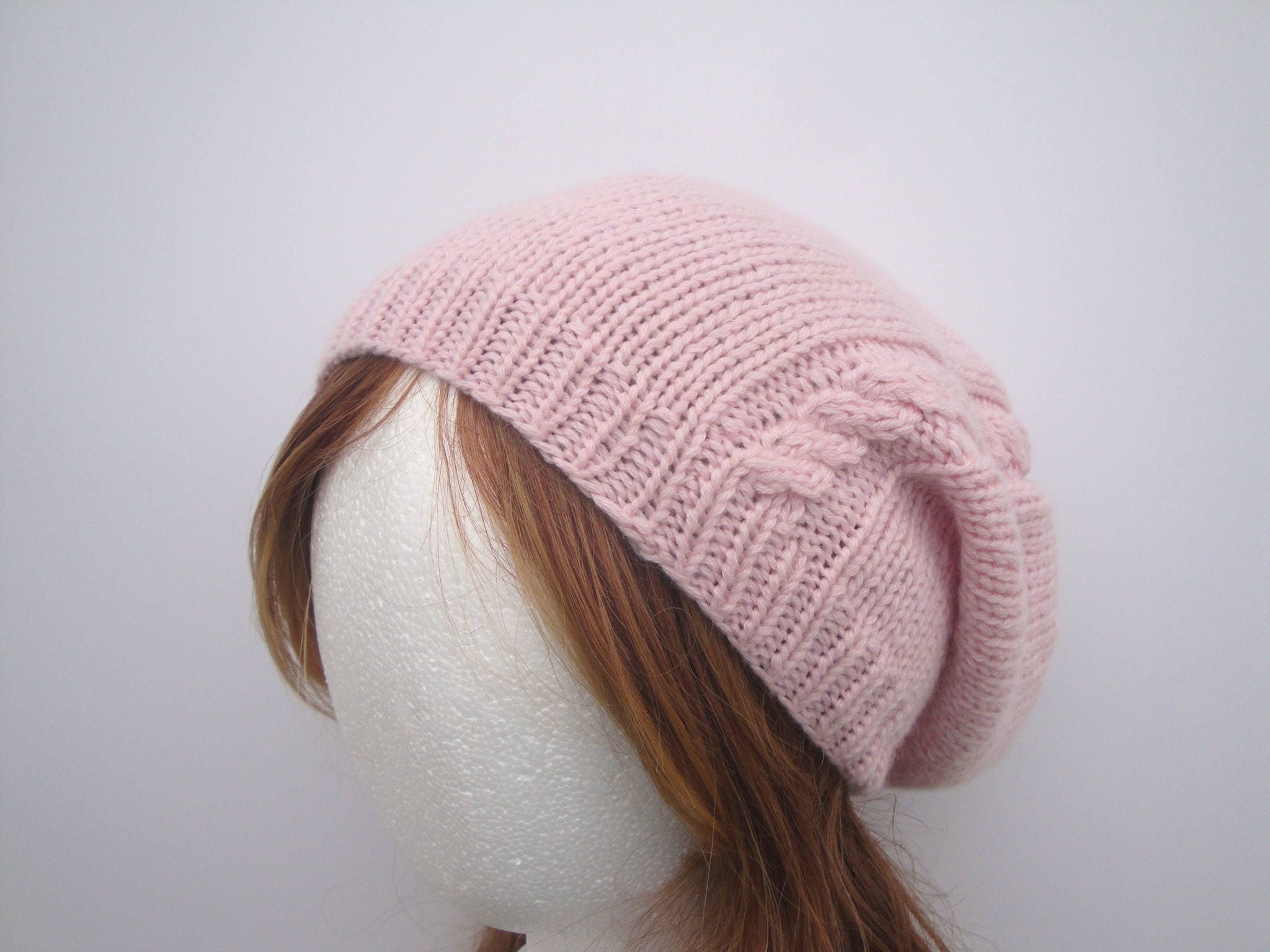 Easy Slouch Hat PDF Knitting Pattern Cable Detail Beanie - Etsy