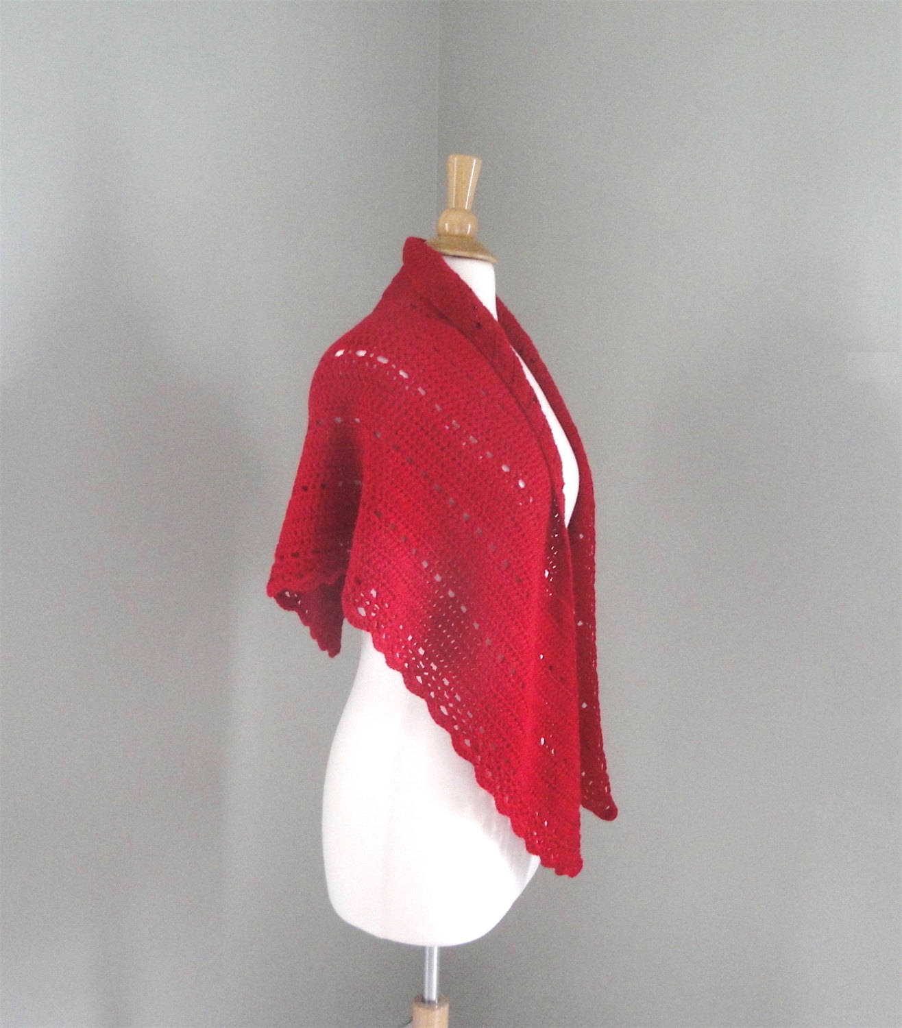 Shawl Wrap Crochet Pattern, Eyelets & Scallop Lace, DK Weight Yarn ...
