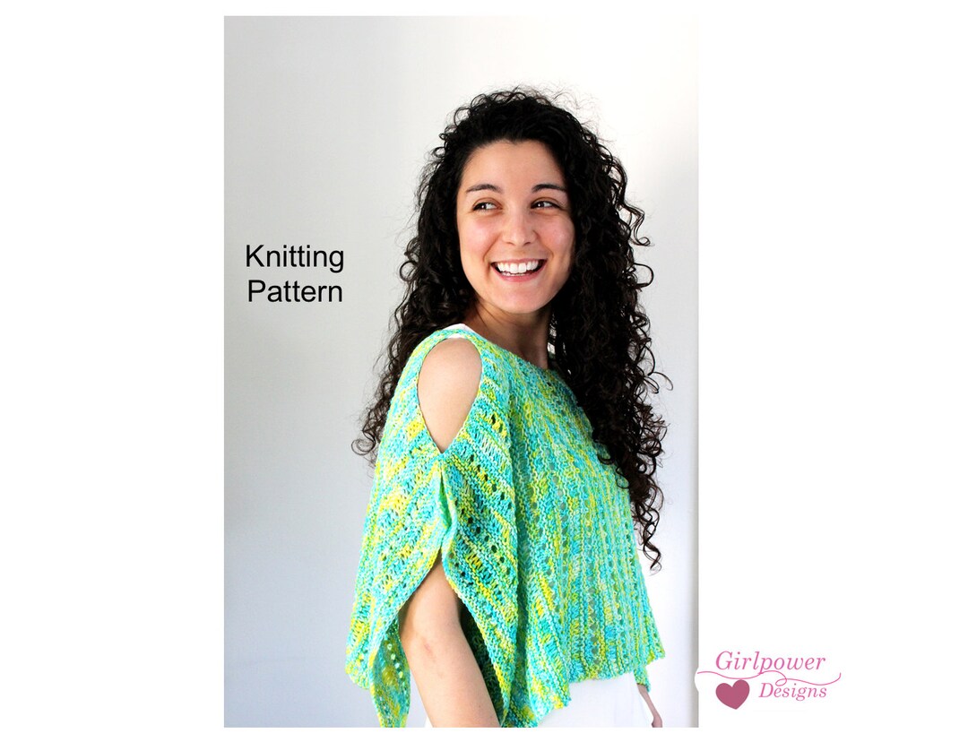 Cold Shoulder Poncho Knitting Pattern Swingy Wrap Pullover - Etsy