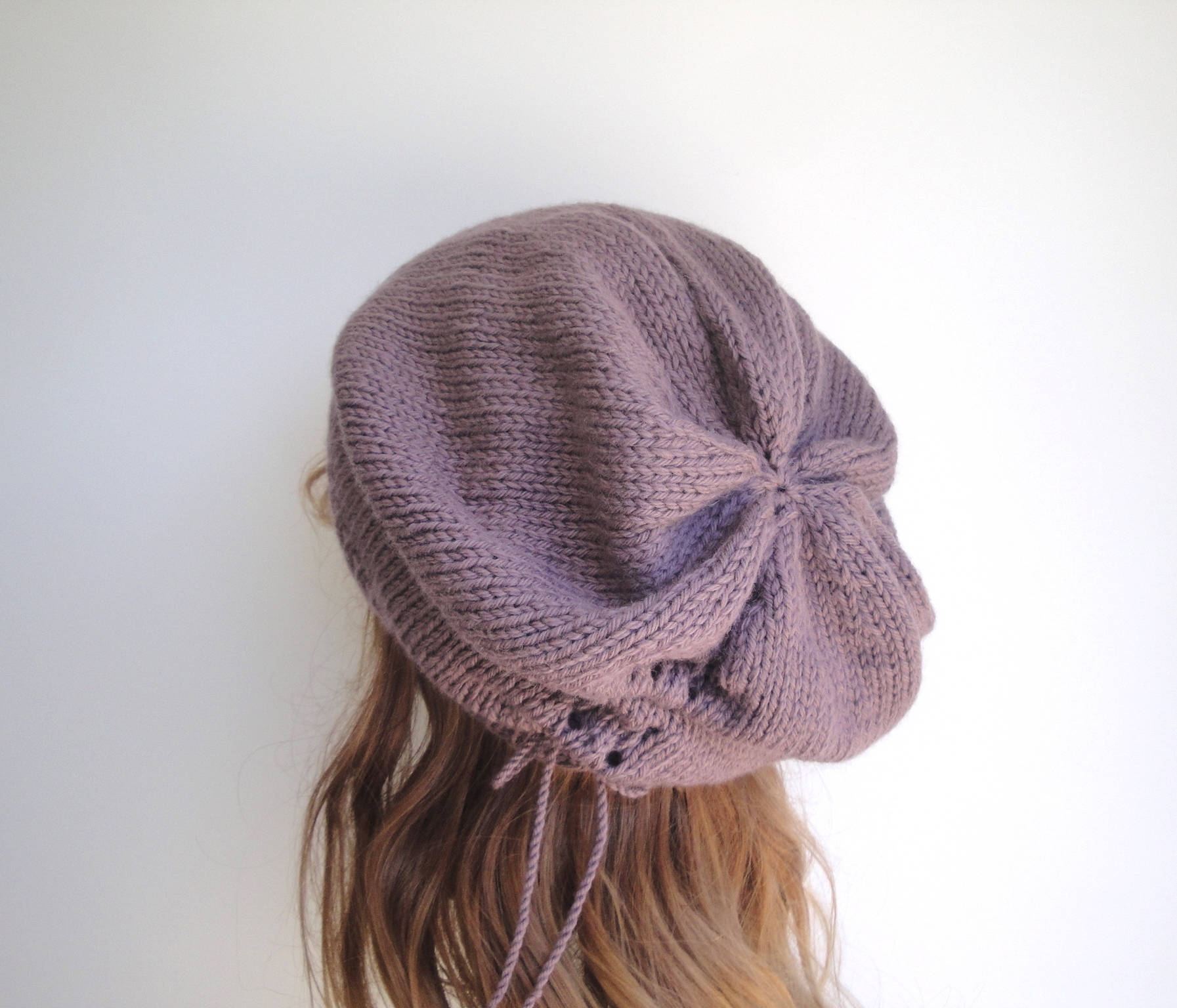 Drawstring Slouch Hat Knitting Pattern Gathered Hat Slouchy - Etsy