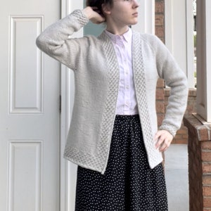 Open Front Sweater With Star Stitch Bands Knitting Pattern, Cascade 220 ...