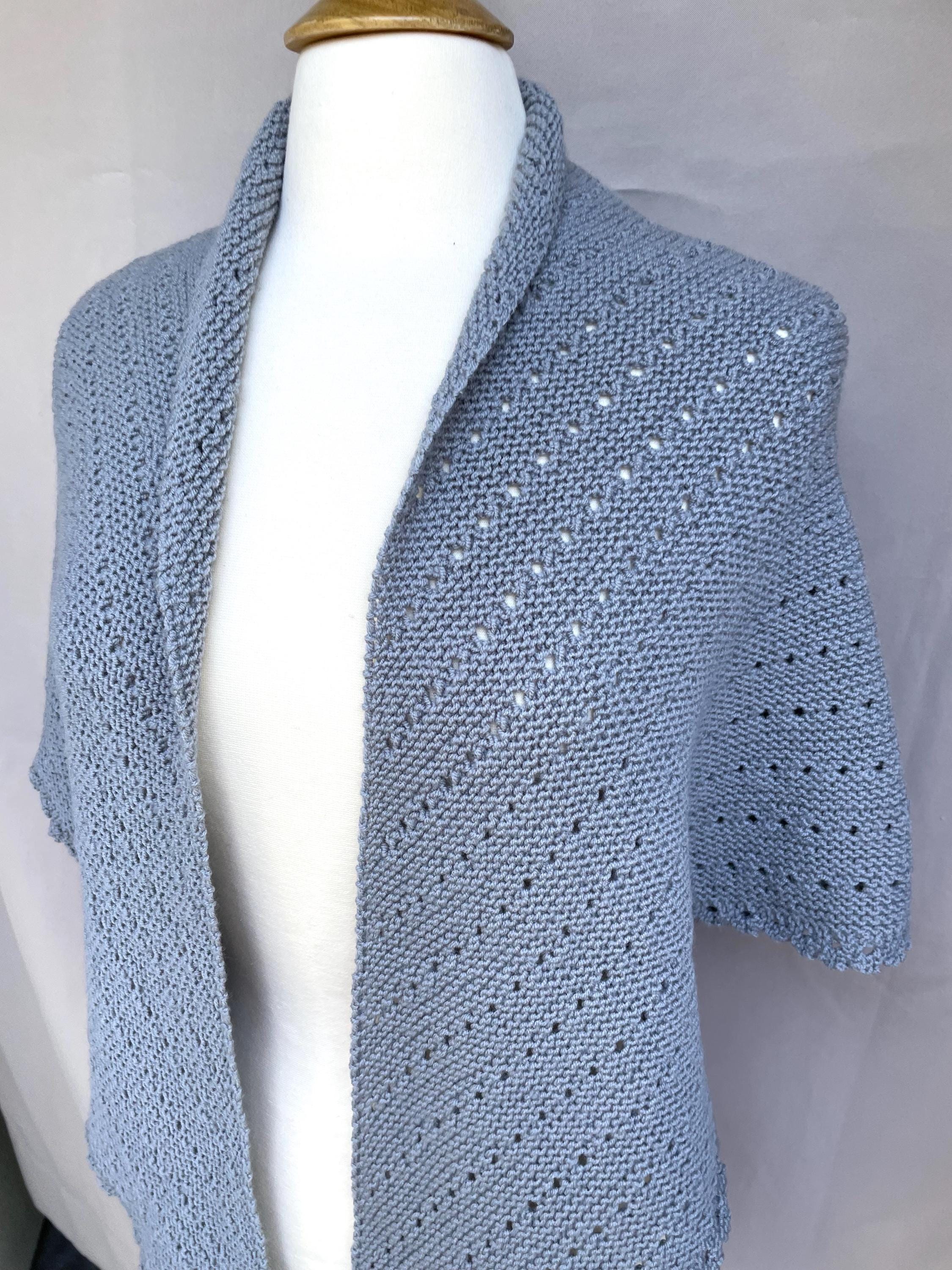Knitting Pattern, Garter Stitch Shawl With Eyelet Holes and Scallop ...