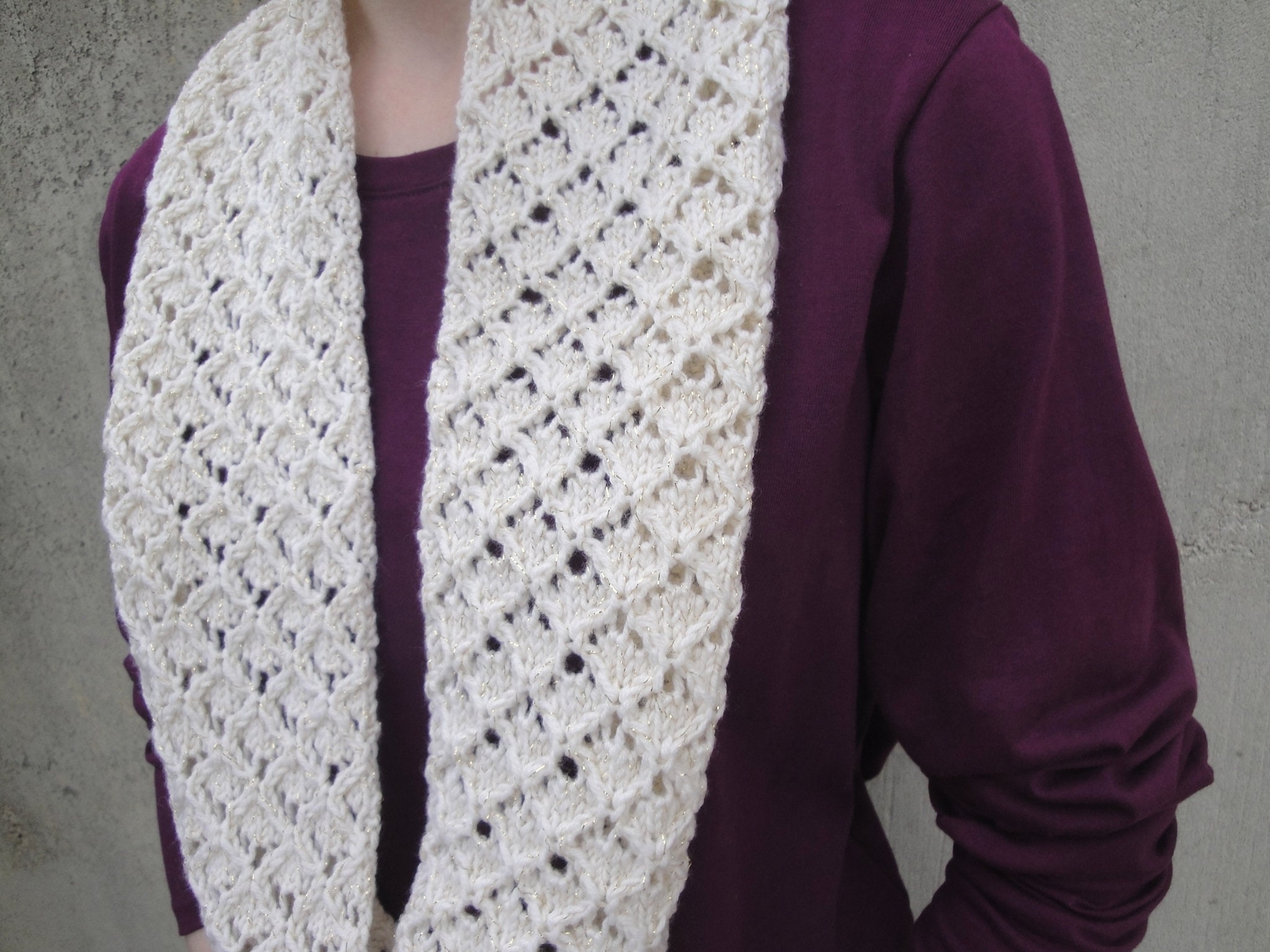 Diamond Lace Infinity Scarf Knitting Pattern Lattice Lace DK | Etsy