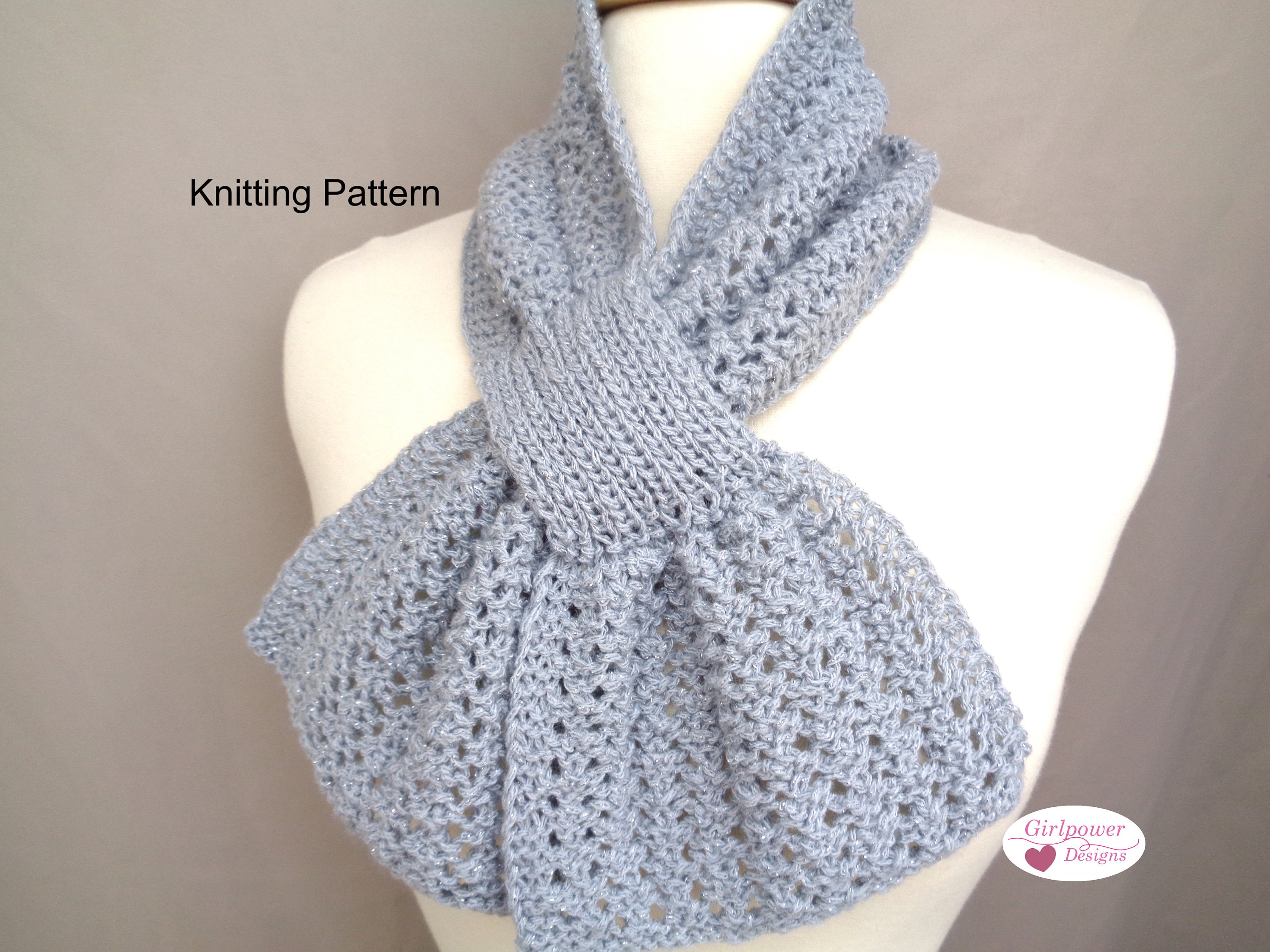 Keyhole Scarf With Mesh Lace Design Knitting Pattern Pull - Etsy