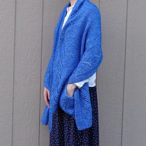 Wrap With Pockets Knitting Pattern, Leaf Lace Design, Reader Wrap, Hand ...