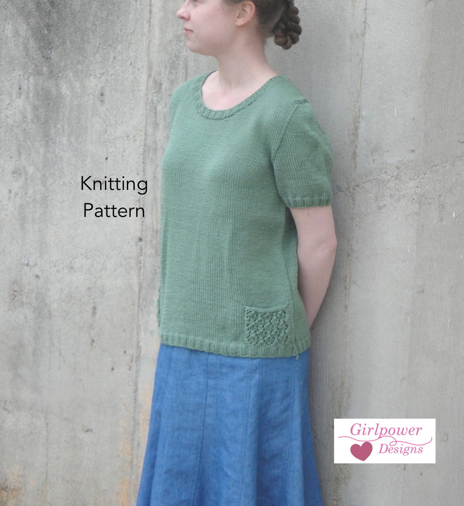 Pullover Tee Shirt Knitting Pattern Seamless Knit Top With - Etsy