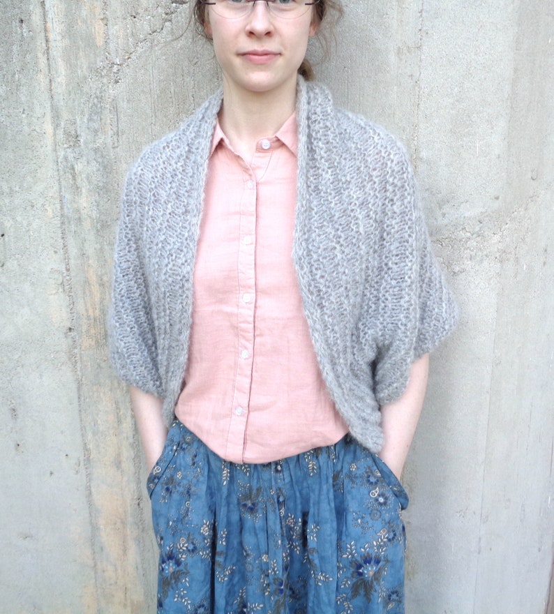 Simple Shrug Wrap Knitting Pattern, Easy Knit Oversized Bolero, Cocoon ...