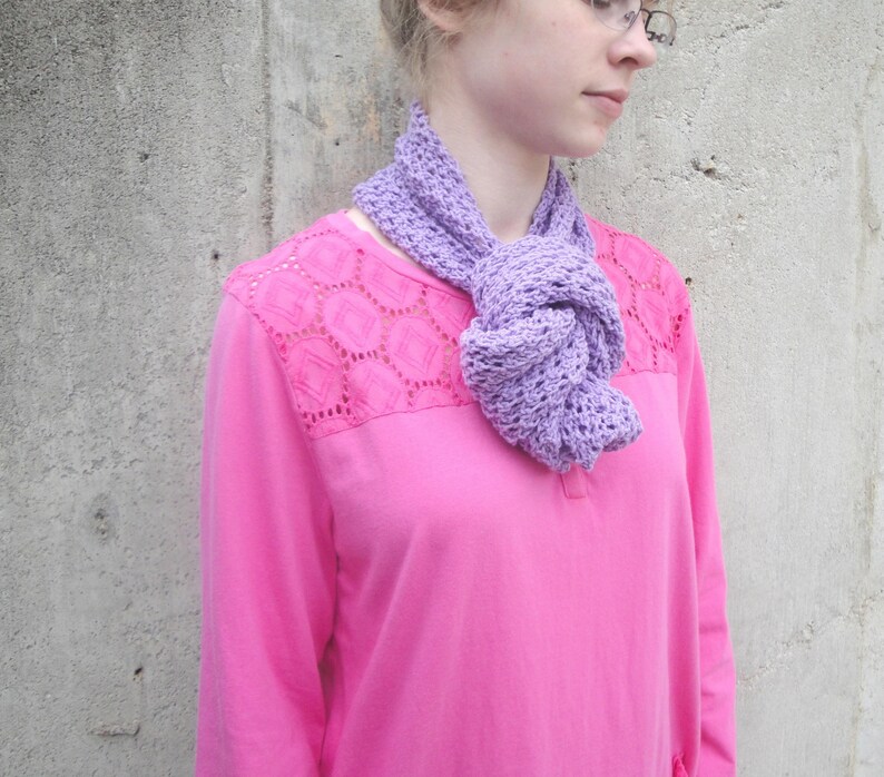 Knitting Pattern, Easy Lace Infinity Scarf, Sport DK Yarn, Cotton ...