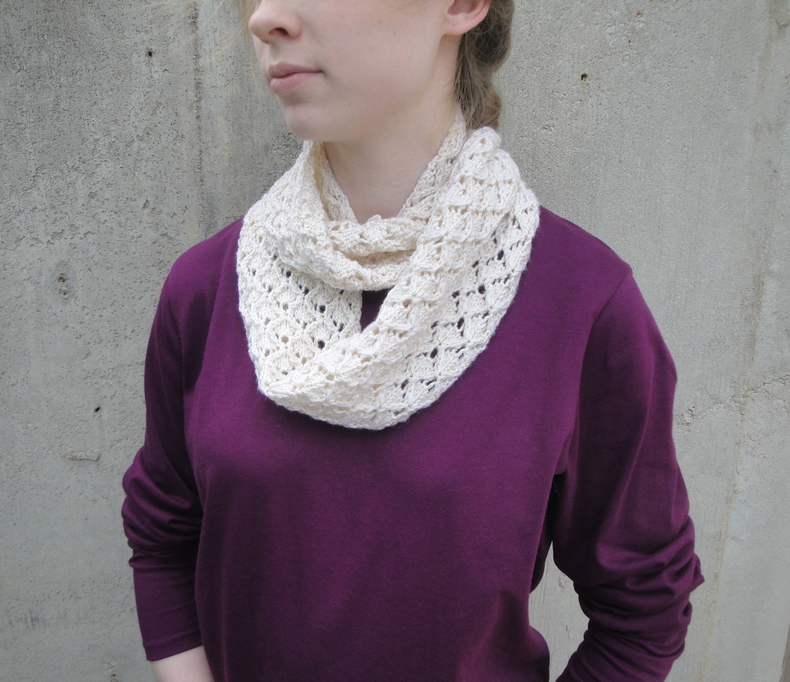 Diamond Lace Infinity Scarf Knitting Pattern Lattice Lace DK | Etsy