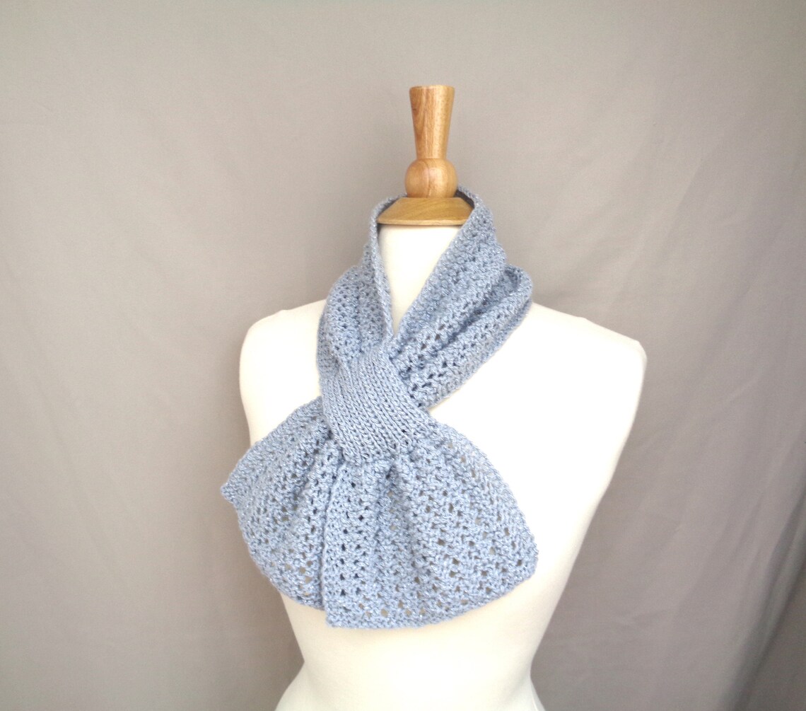 Keyhole Scarf With Mesh Lace Design Knitting Pattern Pull - Etsy