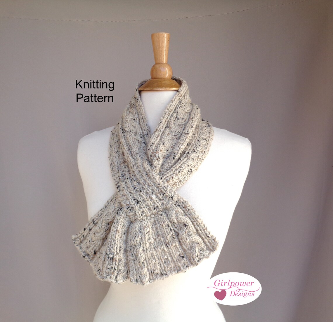 Keyhole Scarf With Cable Stitch, Knitting Pattern, Pull Through Neck ...