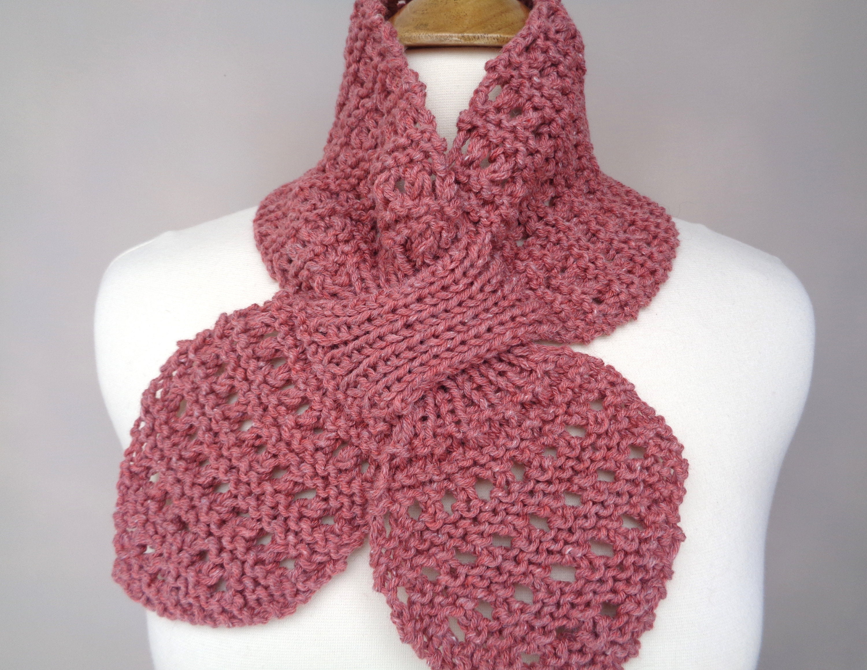 Ascot Scarf With Eyelets Knitting Pattern, Garter Stitch, Neck Warmer ...