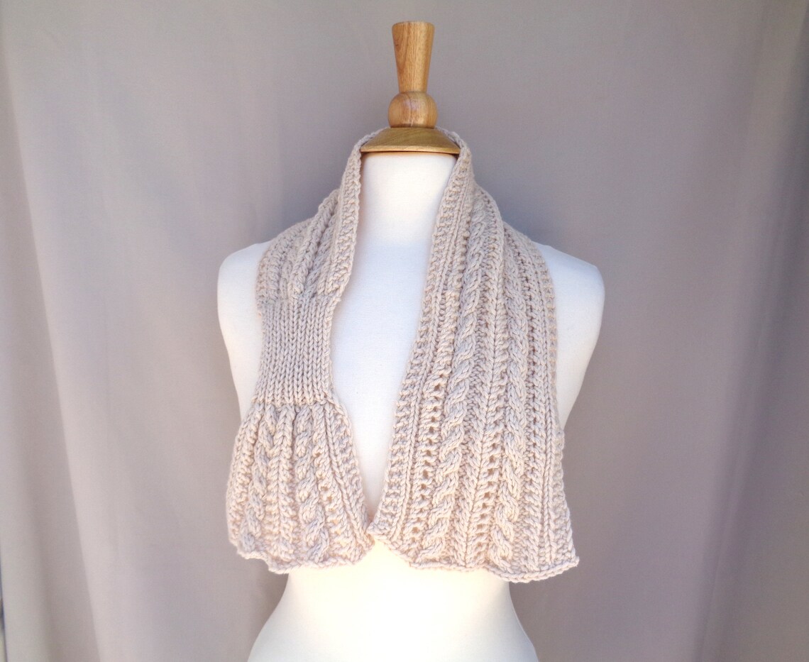 Keyhole Scarf With Cables Knitting Pattern Pull Through Neck - Etsy