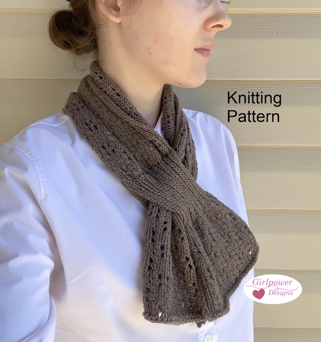 Eyelets Lace Keyhole Scarf Knitting Pattern, Pull Through Neck Warm ...