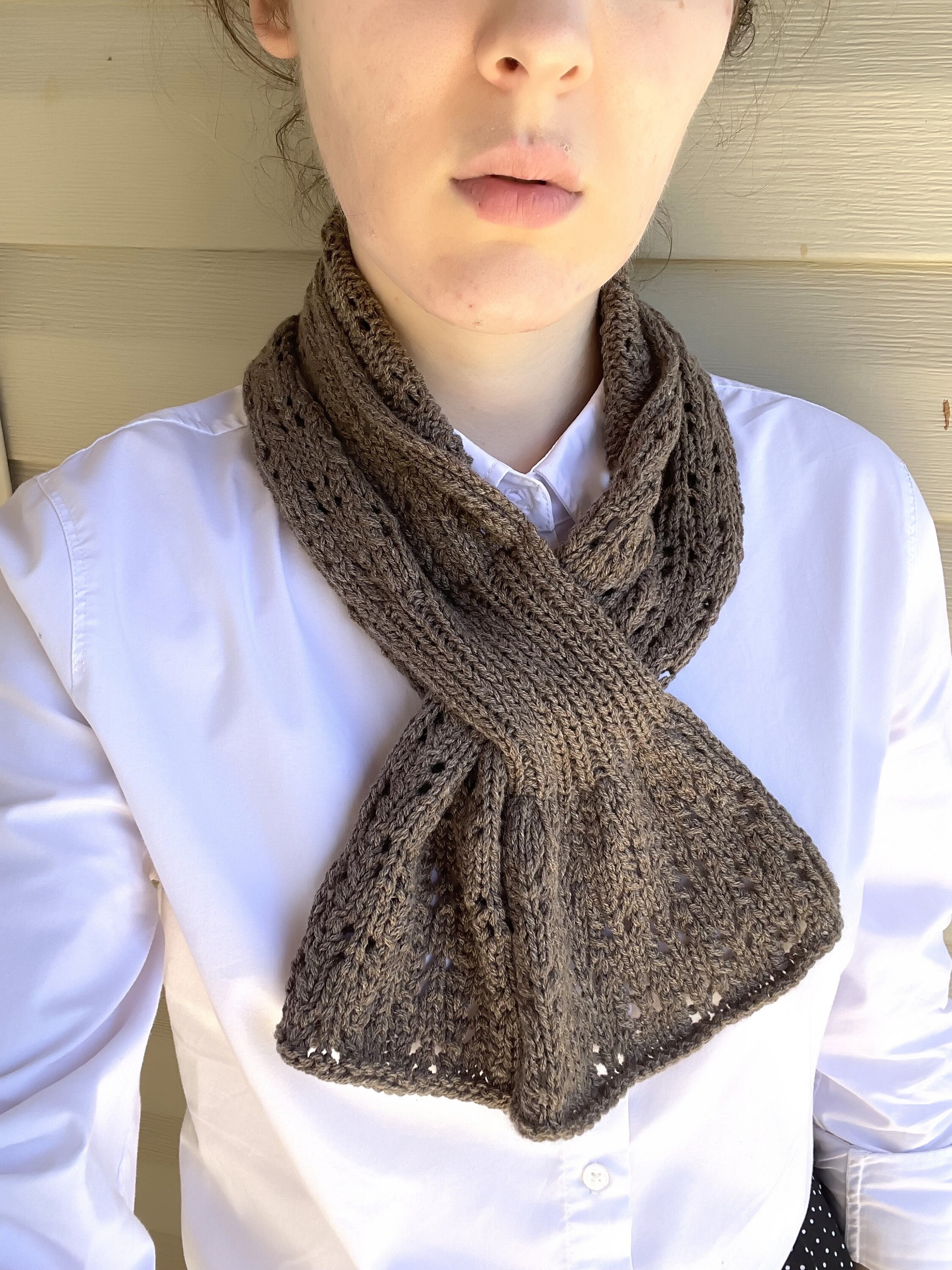Eyelets Lace Keyhole Scarf Knitting Pattern, Pull Through Neck Warm ...