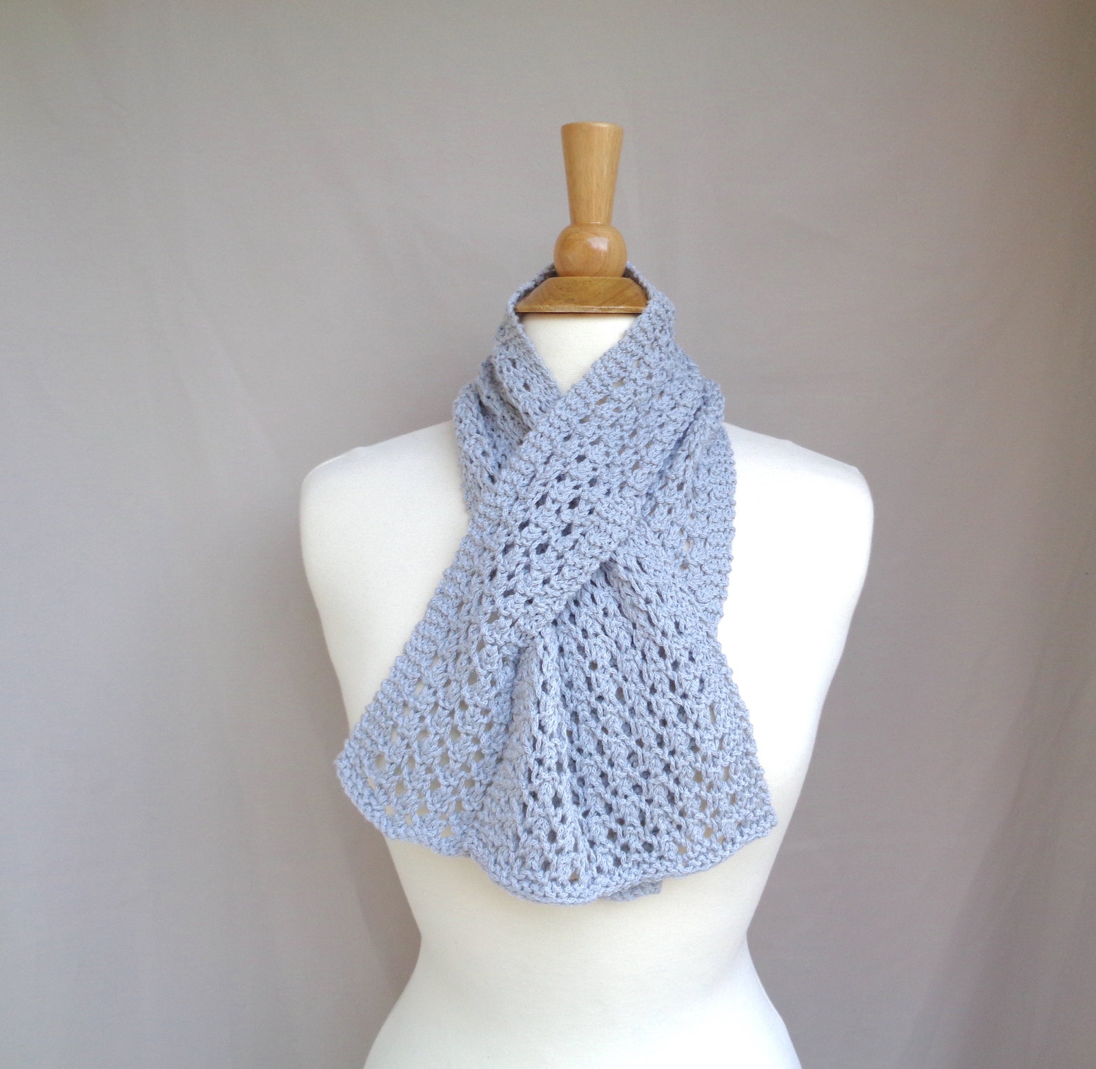 Pull Through Scarf With Lace Texture, Easy Knit Pattern, Keyhole Neck ...