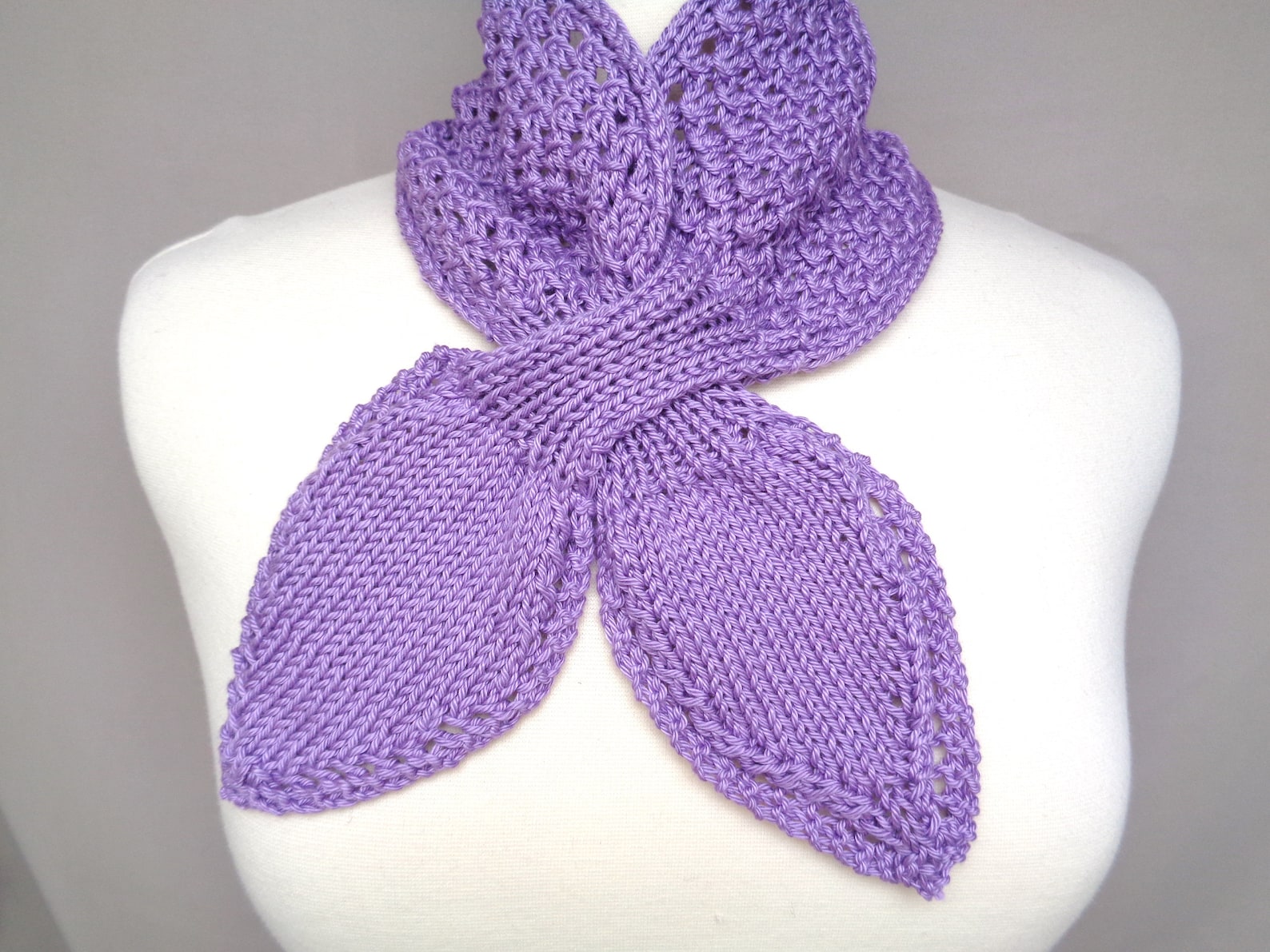 Knot Lace Ascot Scarf Knitting Pattern, Neck Warmer With Bow Leaf Ends ...