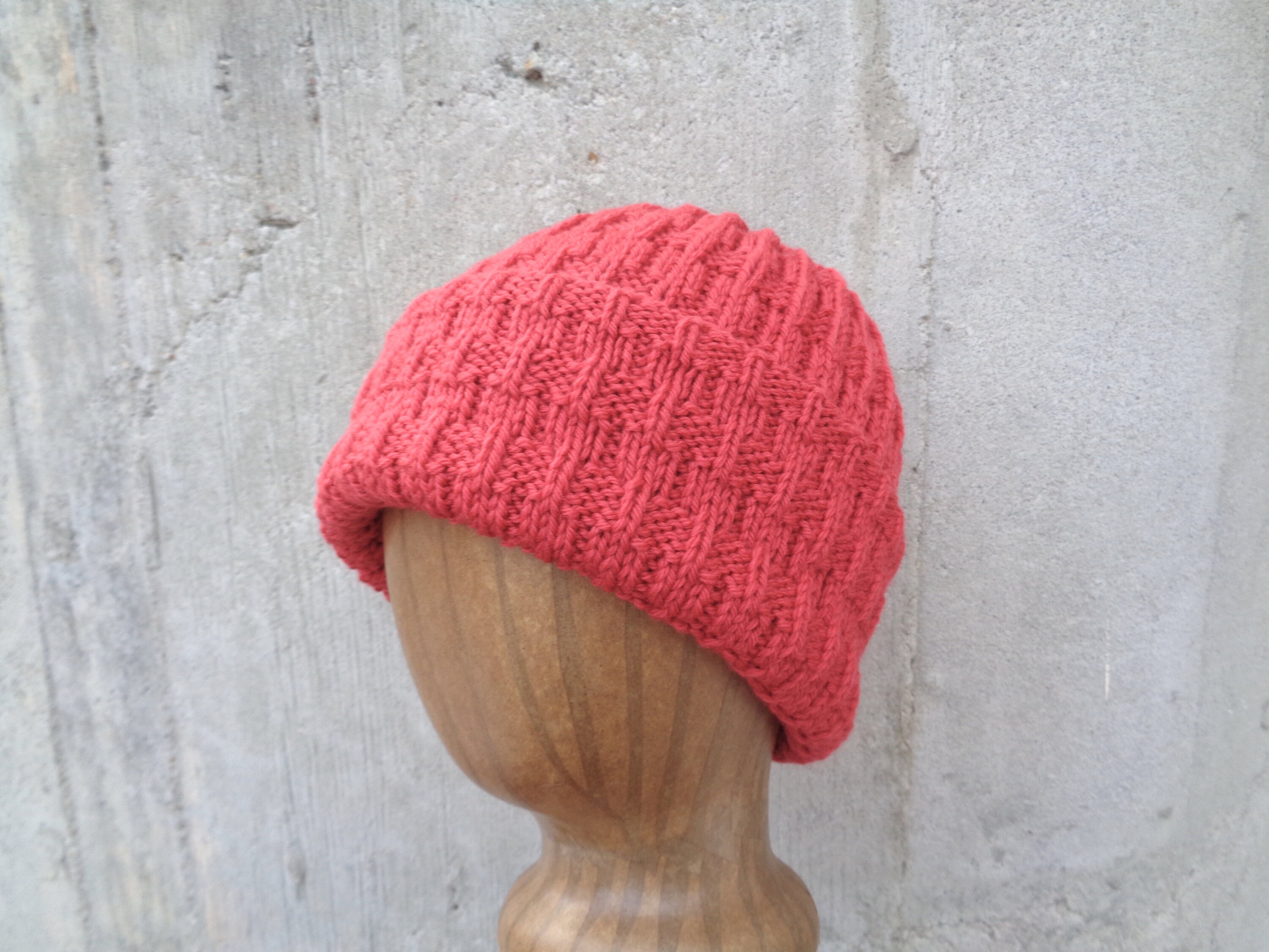 Textured Beanie Hat Knitting Pattern Worsted Yarn Easy Knit | Etsy