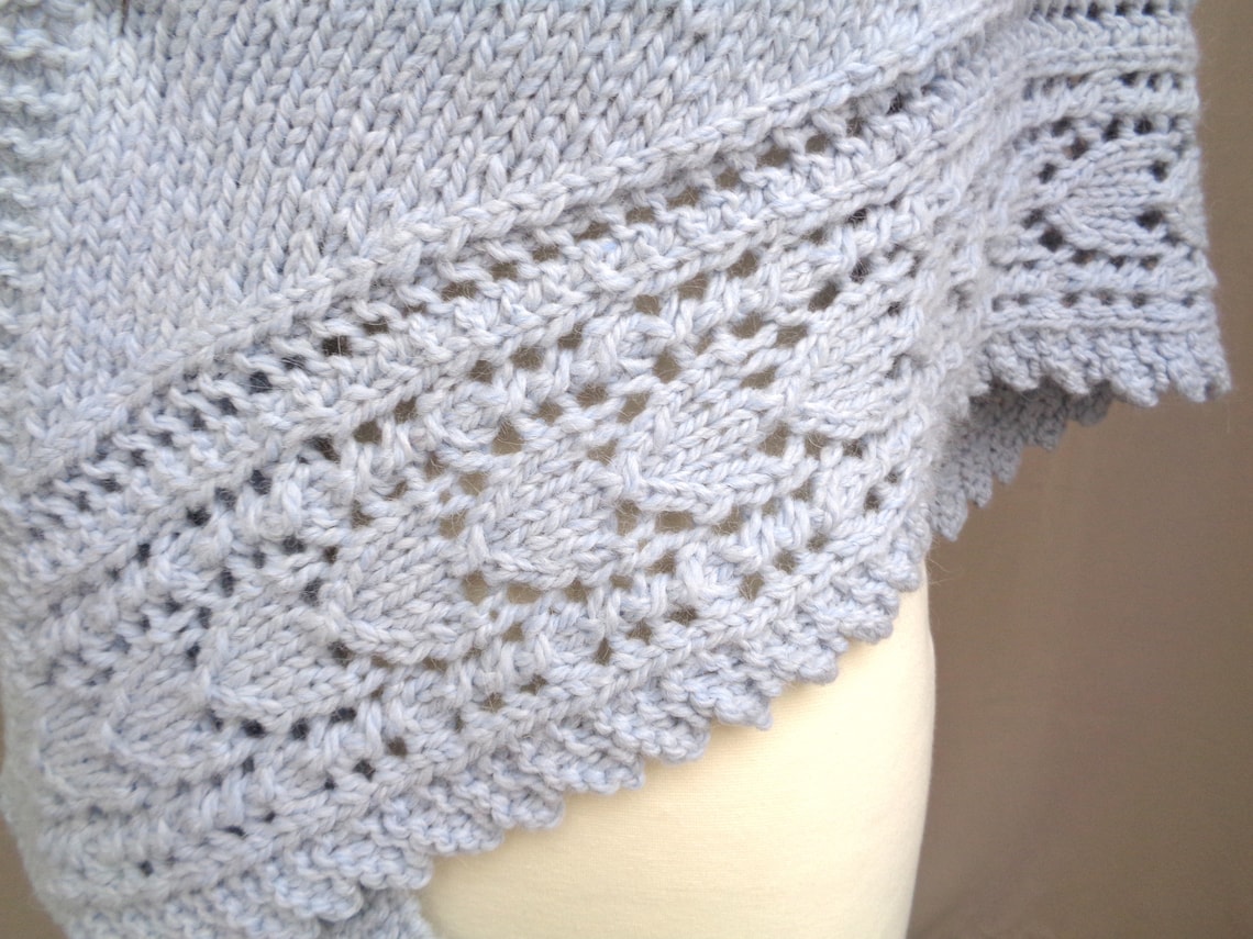Shawl With Deep Lace Border, Knitting Pattern, Knit Side to Side ...