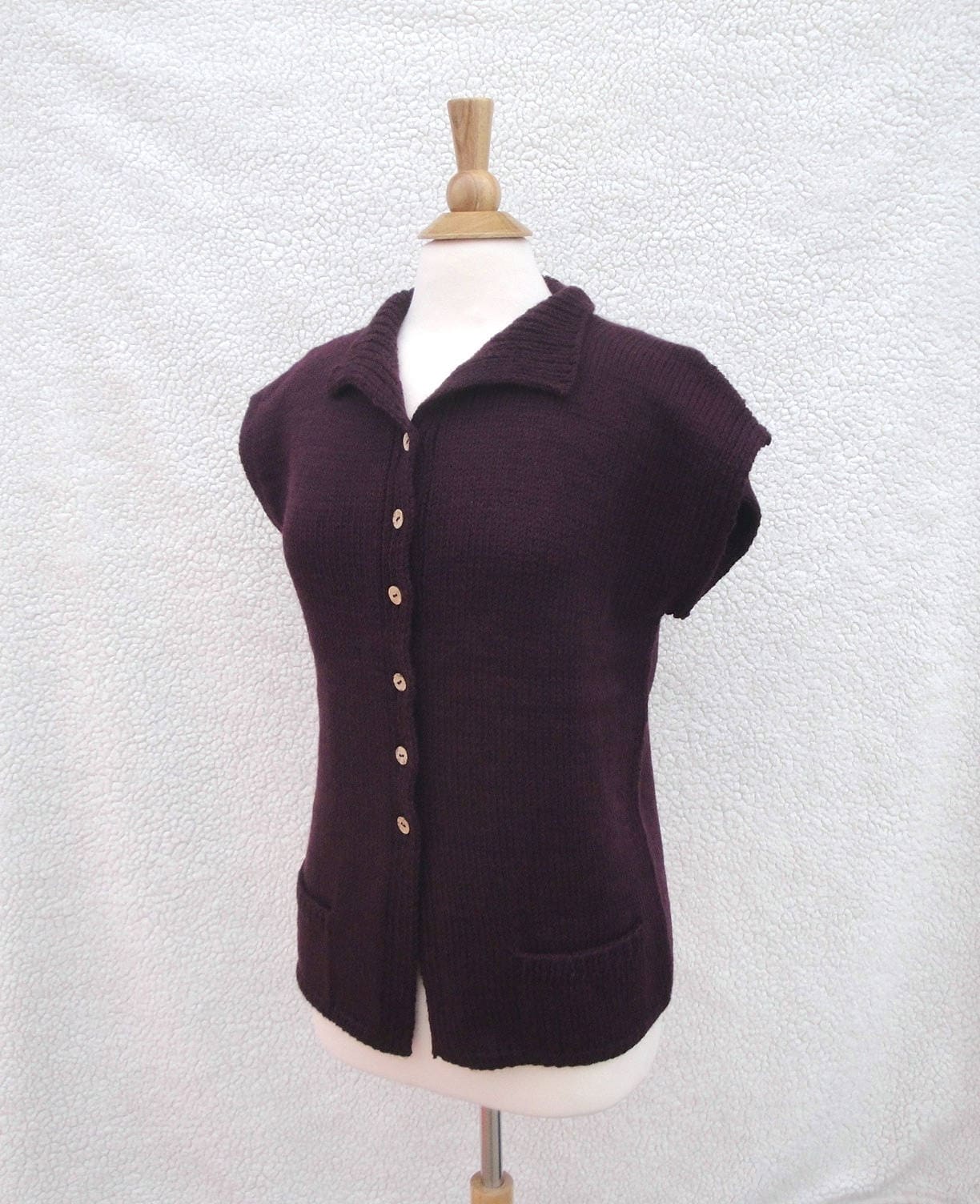 Funnel Neck Vest PDF Knitting Pattern Short Sleeve Cardigan - Etsy