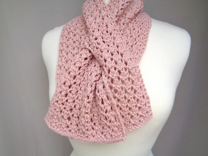 Pull Through Scarf With Lace Texture, Easy Knit Pattern, Keyhole Neck ...