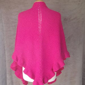 Ruffle Edge Shawl Knitting Pattern, Easy Knit Shawl, Worsted Aran Yarn ...