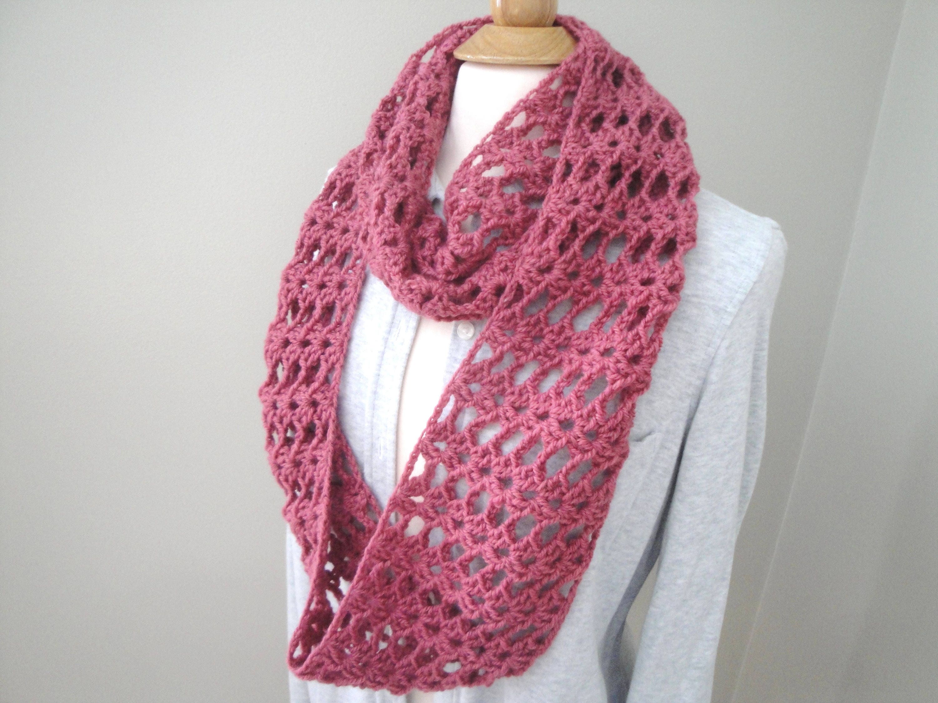 Open Lace Cowl Scarf Crochet Pattern, Infinity Scarf Pattern, Quick ...