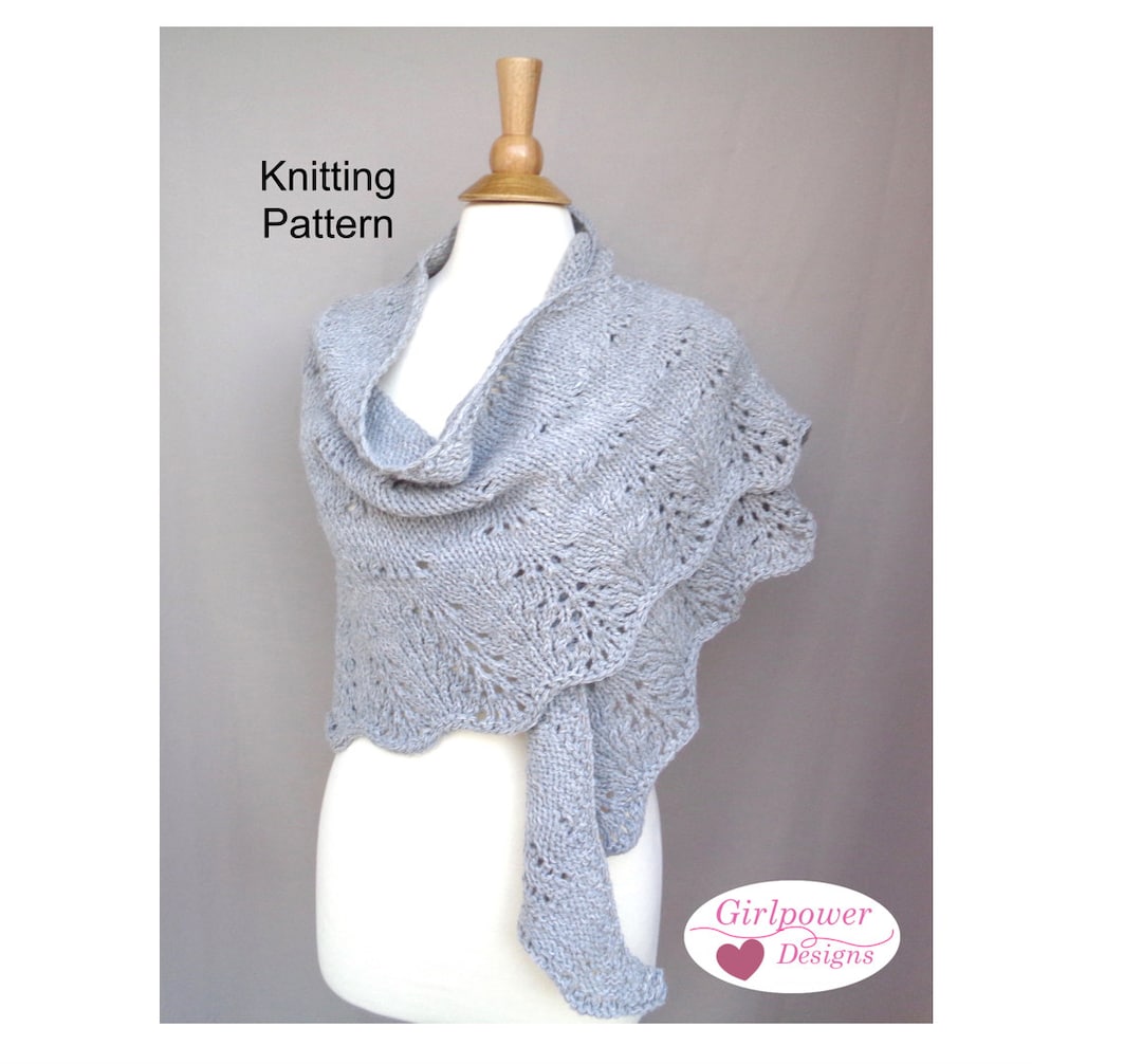 Wrap Shawl With Scallop Border, Knitting Pattern, Chunky Yarn, Quick ...