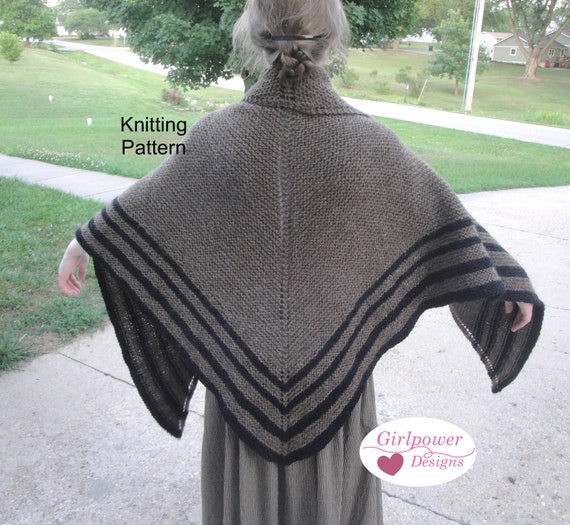 Garter Stitch Shawl With Border Stripes Knitting Pattern - Etsy
