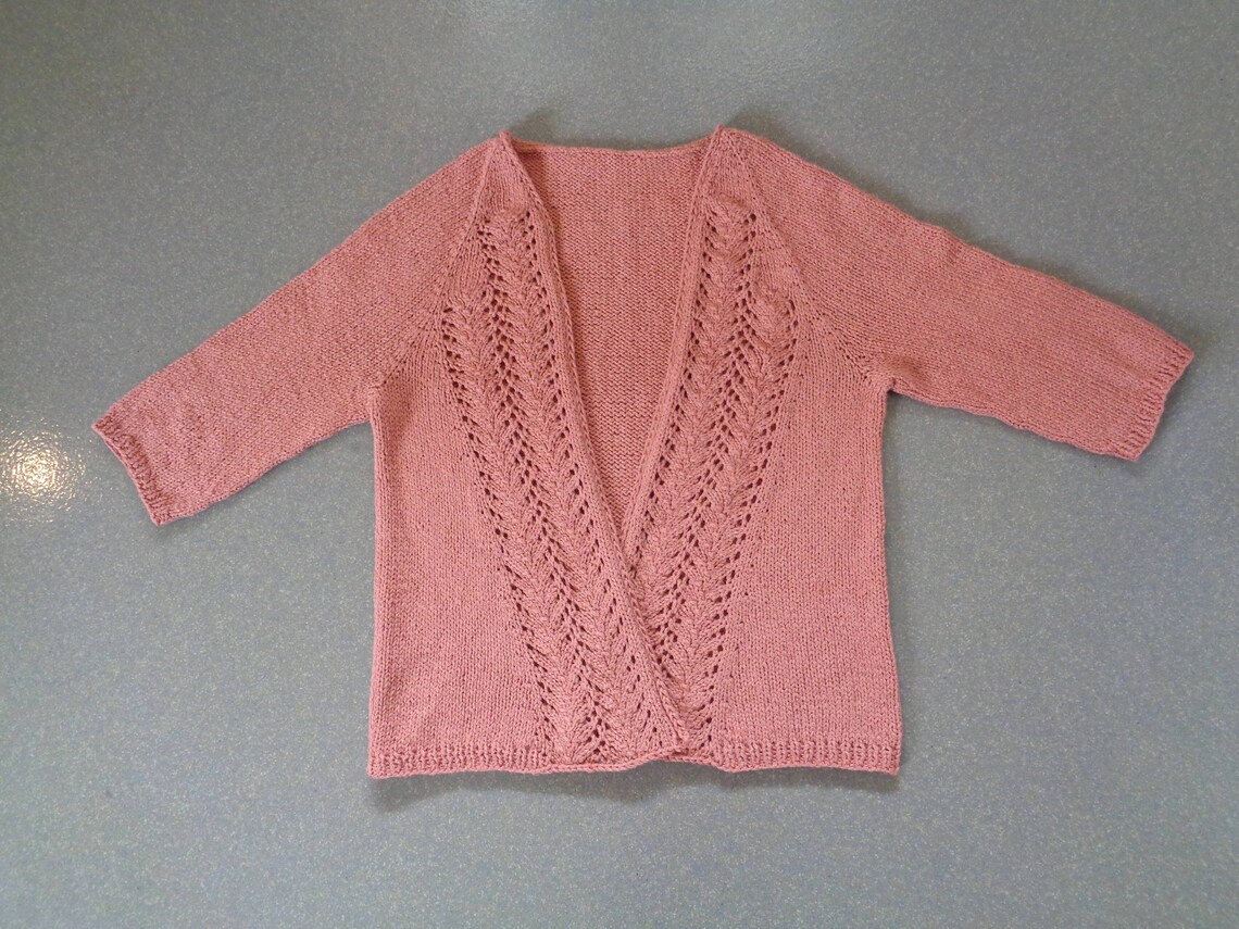 Open Front Cardigan Knitting Pattern Lace Front Raglan | Etsy