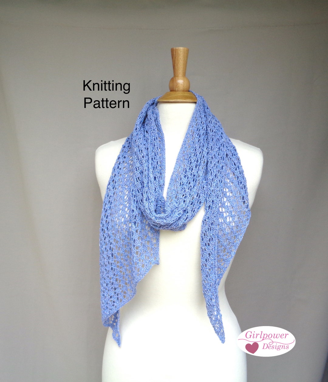 Diagonal Lace Scarf Knitting Pattern, Easy Bias Knit, Fingering Weight ...