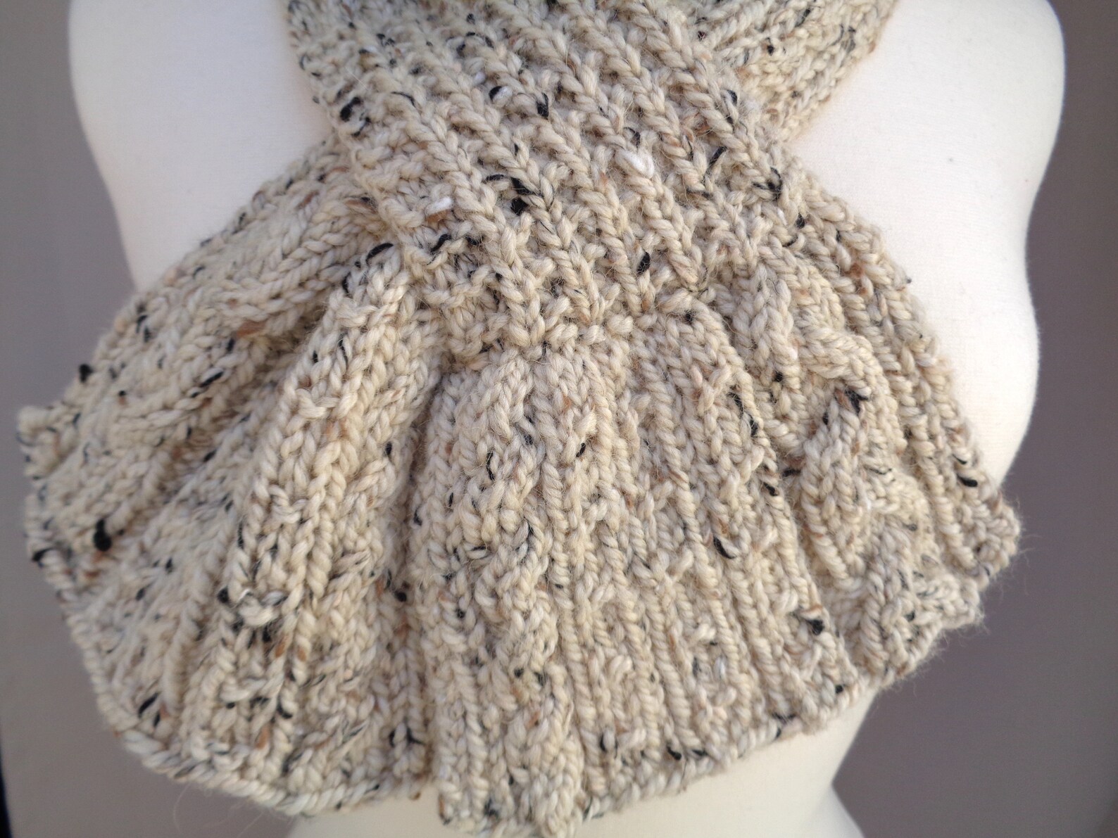 Keyhole Scarf With Cable Stitch, Knitting Pattern, Pull Through Neck ...